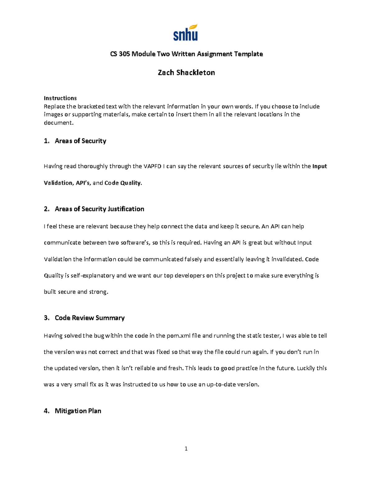CS 305 Written module 2 hw - 1 CS 305 Module Two Written Assignment ...