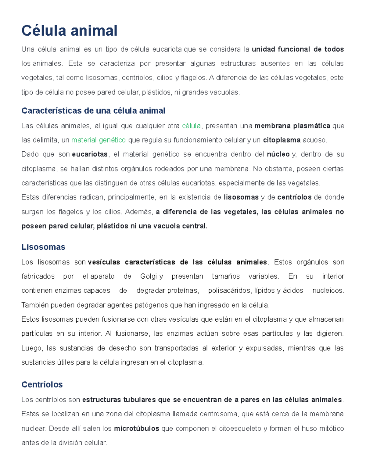 Célula animal - biología - Célula animal Una célula animal es un tipo ...