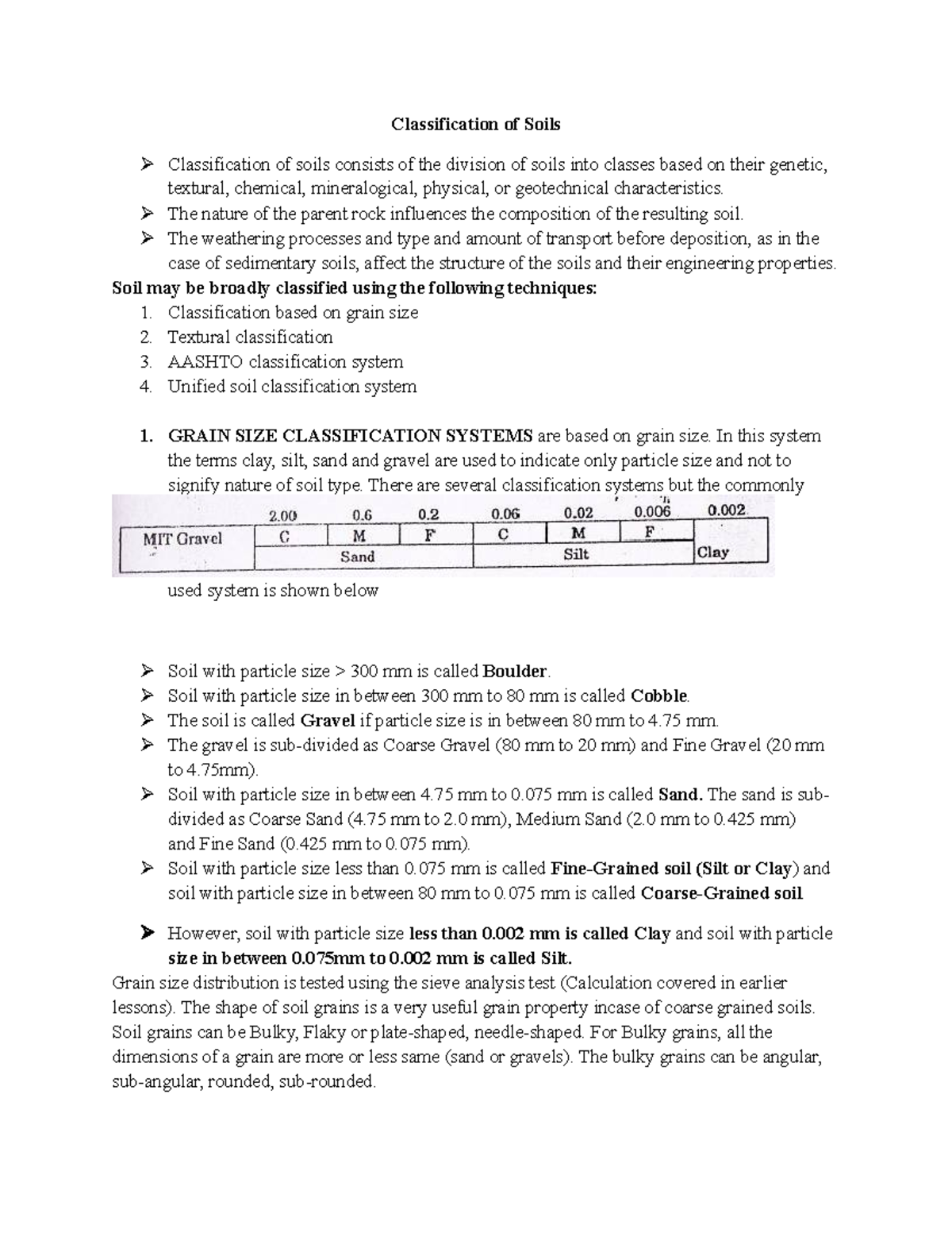 Classification of Soils (Geotech 1) - Classification of Soils ...