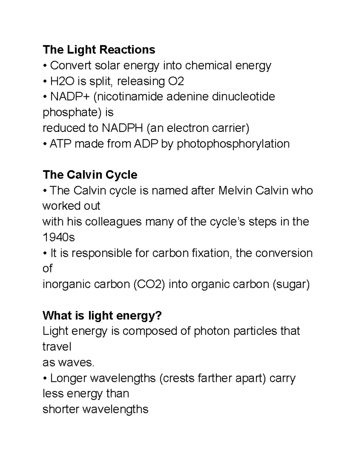 BIOL 1345 Module 6 Photosynthesis - The Light Reactions Convert solar ...