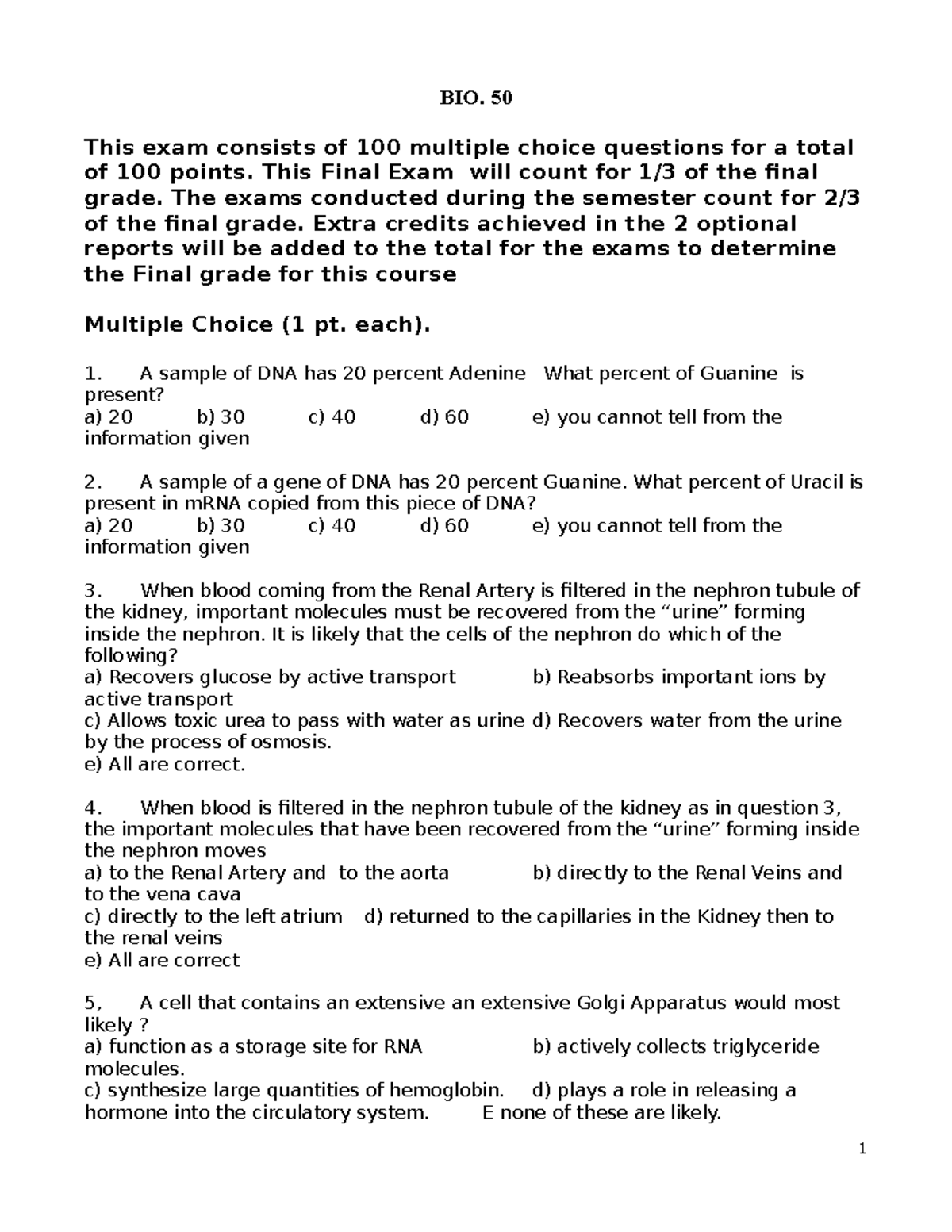 Review - lecture notes exam practice questions for professor Ahmed ...