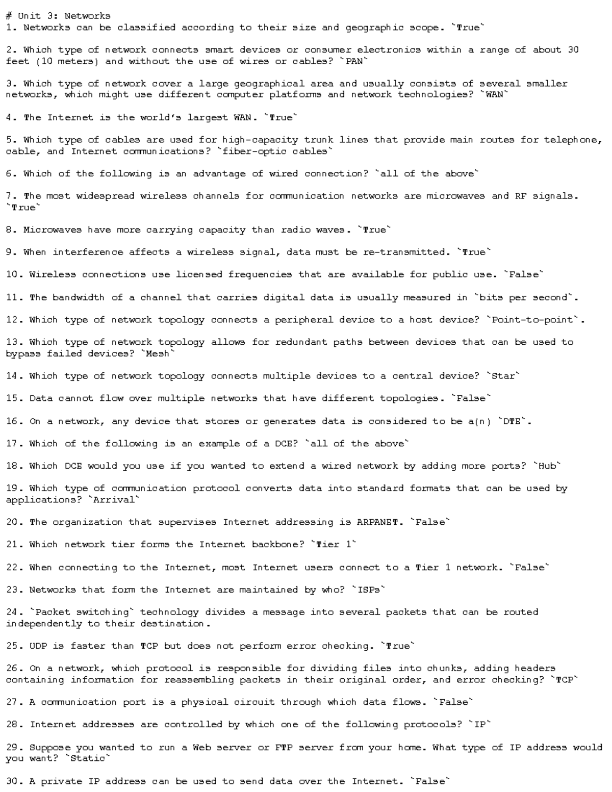 Unit3 Practice Assignments - Unit 3: Networks Networks can be ...