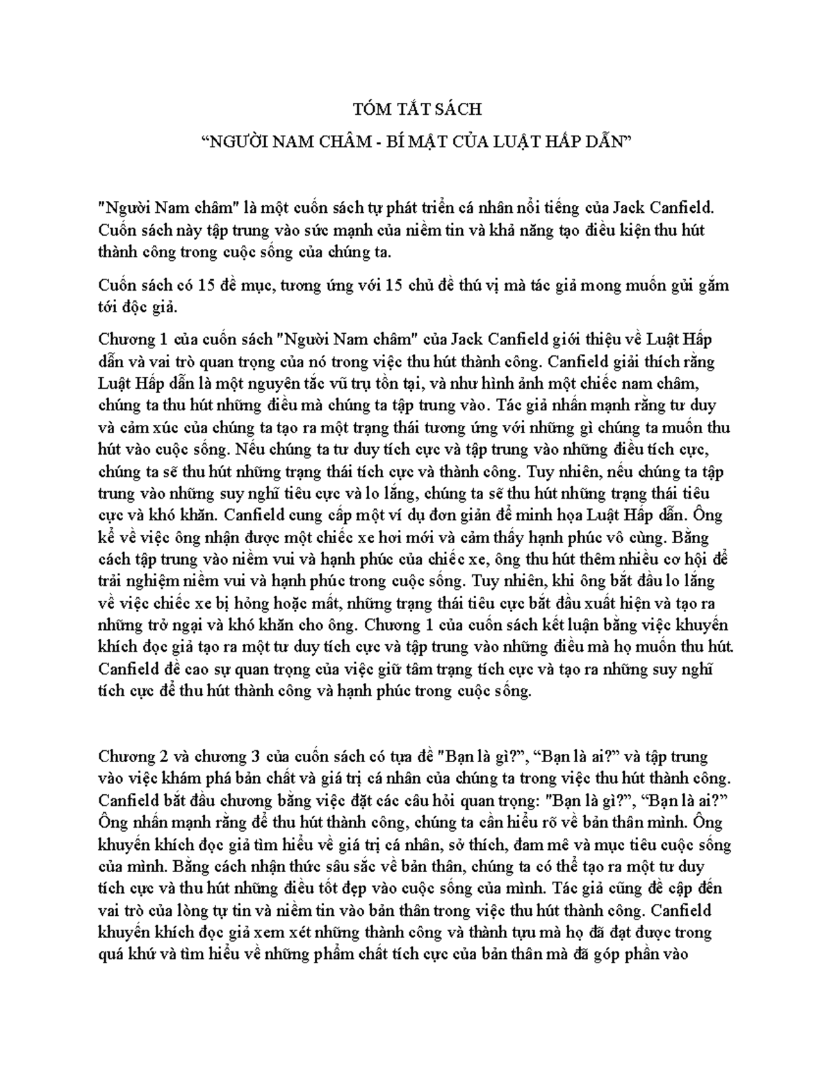 TÓM TẮT SÁCH - sddddd - TÓM TẮT SÁCH “NGƯỜI NAM CHÂM - BÍ MẬT CỦA LUẬT ...