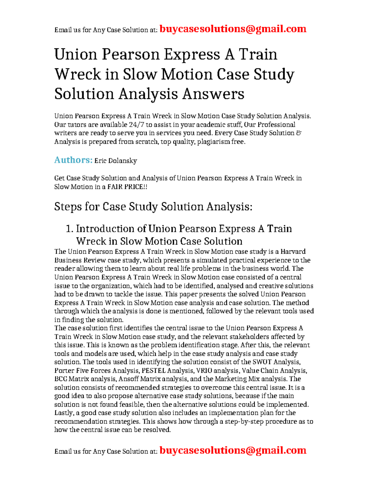 Case Solution Union Pearson Express A Train Wreck in Slow Motion ...