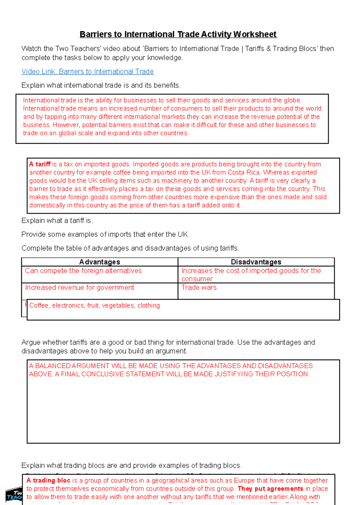 Barriers to International Trade Answers - Barriers to International ...