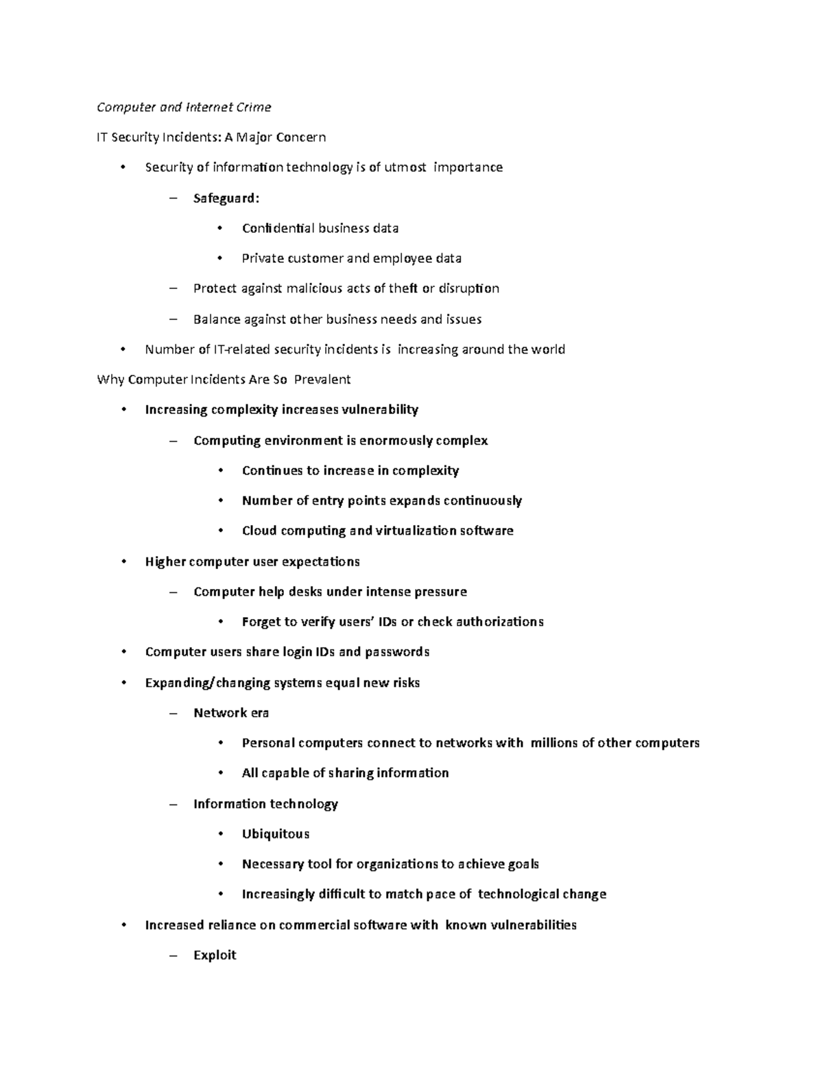 Computer and Internet Crime - companies rely on commercial software ...