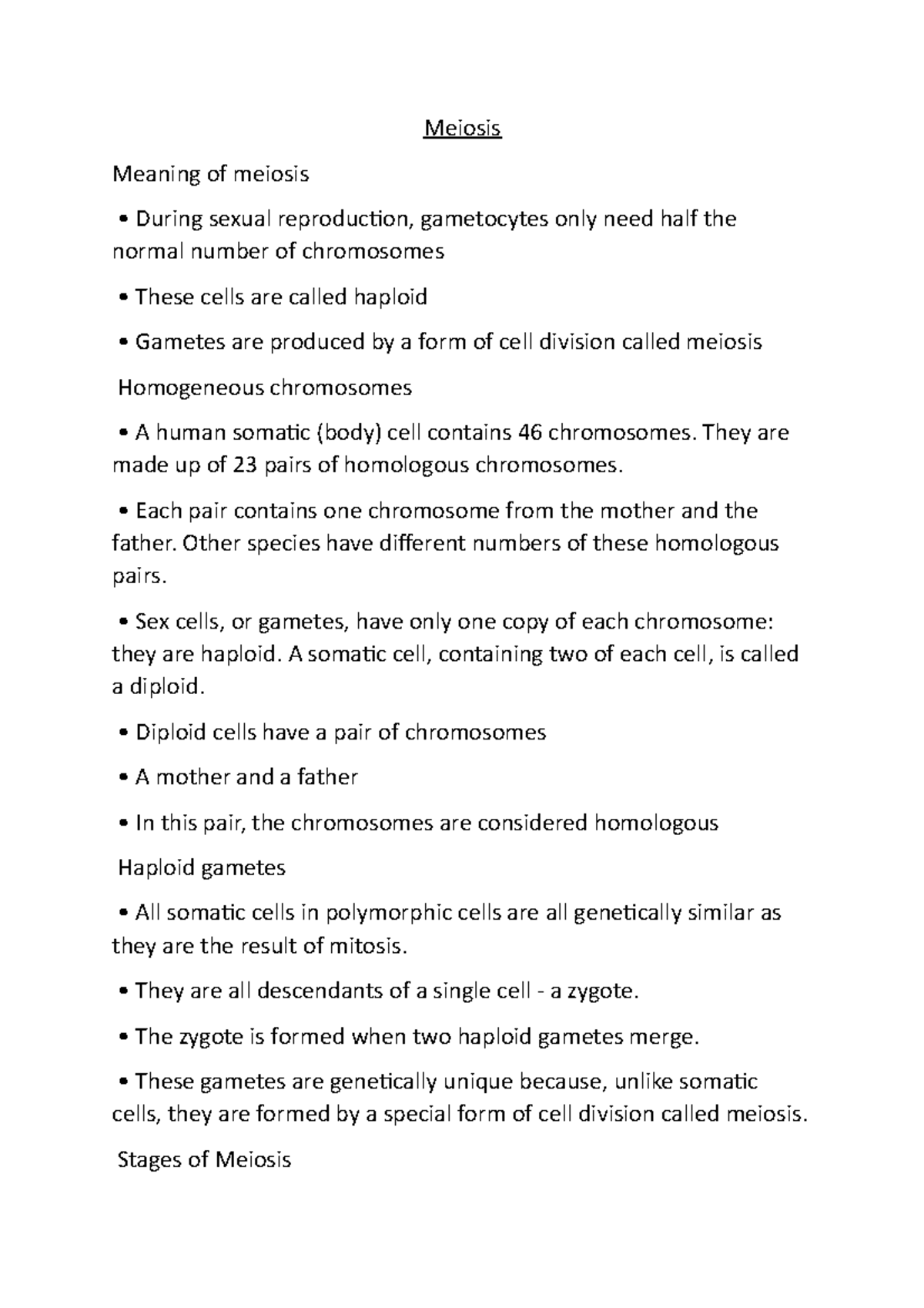 Meiosis Notes On Biology A Level OCR A Meiosis Meaning Of Meiosis 