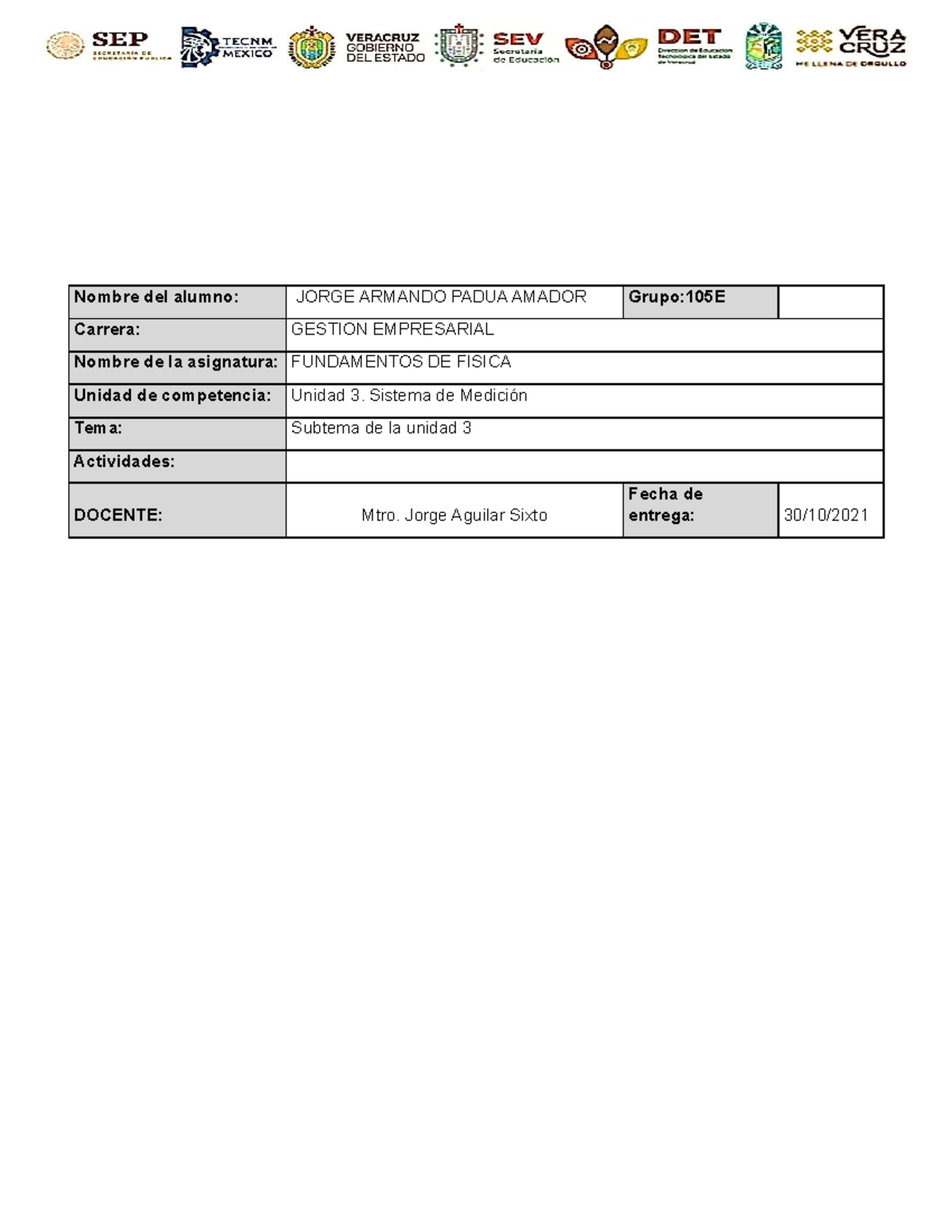 jorge armando padua amador - Nombre del alumno: JORGE ARMANDO PADUA ...