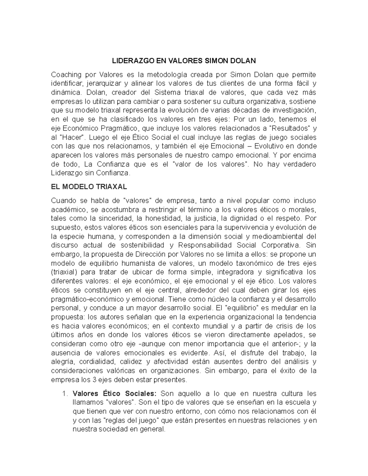 Liderazgo EN Valores Simon Dolan investigación - LIDERAZGO EN VALORES ...