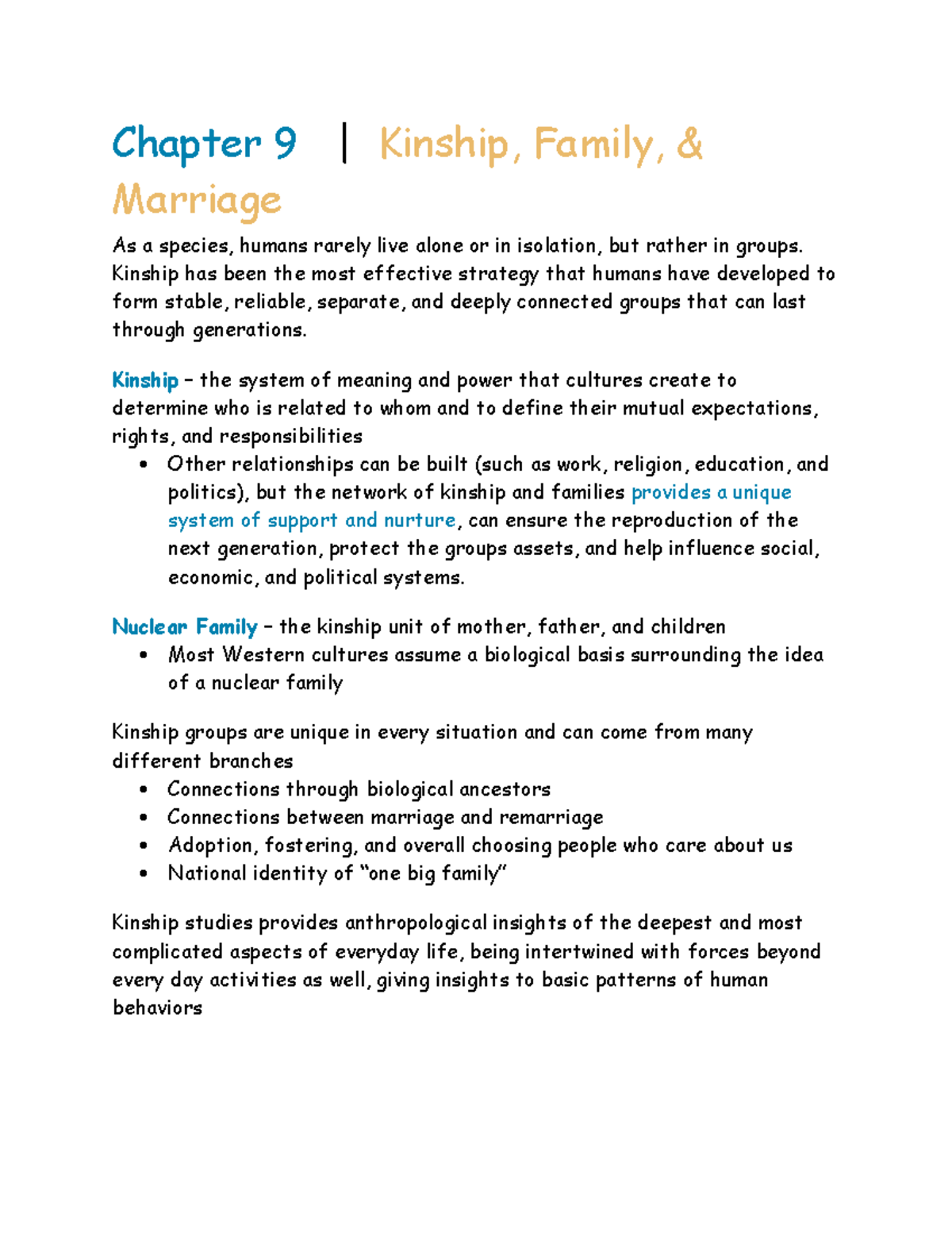 Chapter 9 Kinship, Family, and Marriage - Chapter 9 | Kinship, Family, & Marriage As a species ...