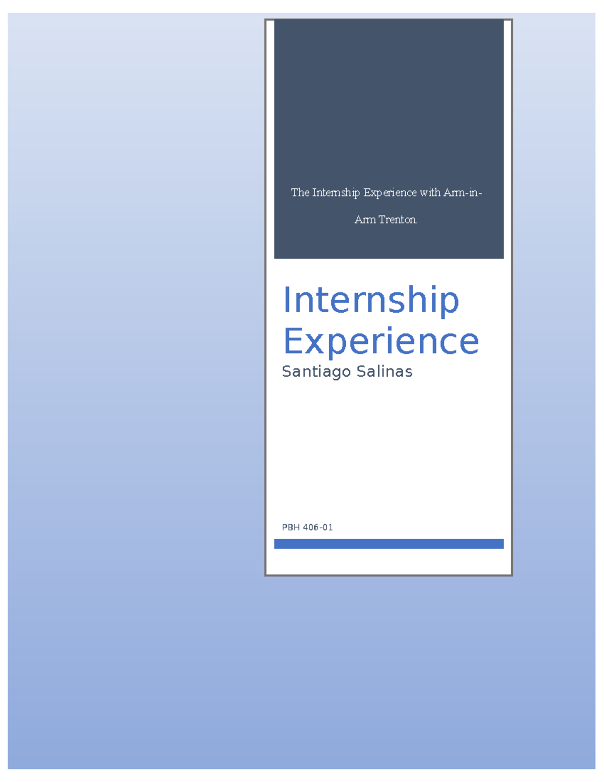 Internship Experience Draft - PBH 406- The Internship Experience with ...