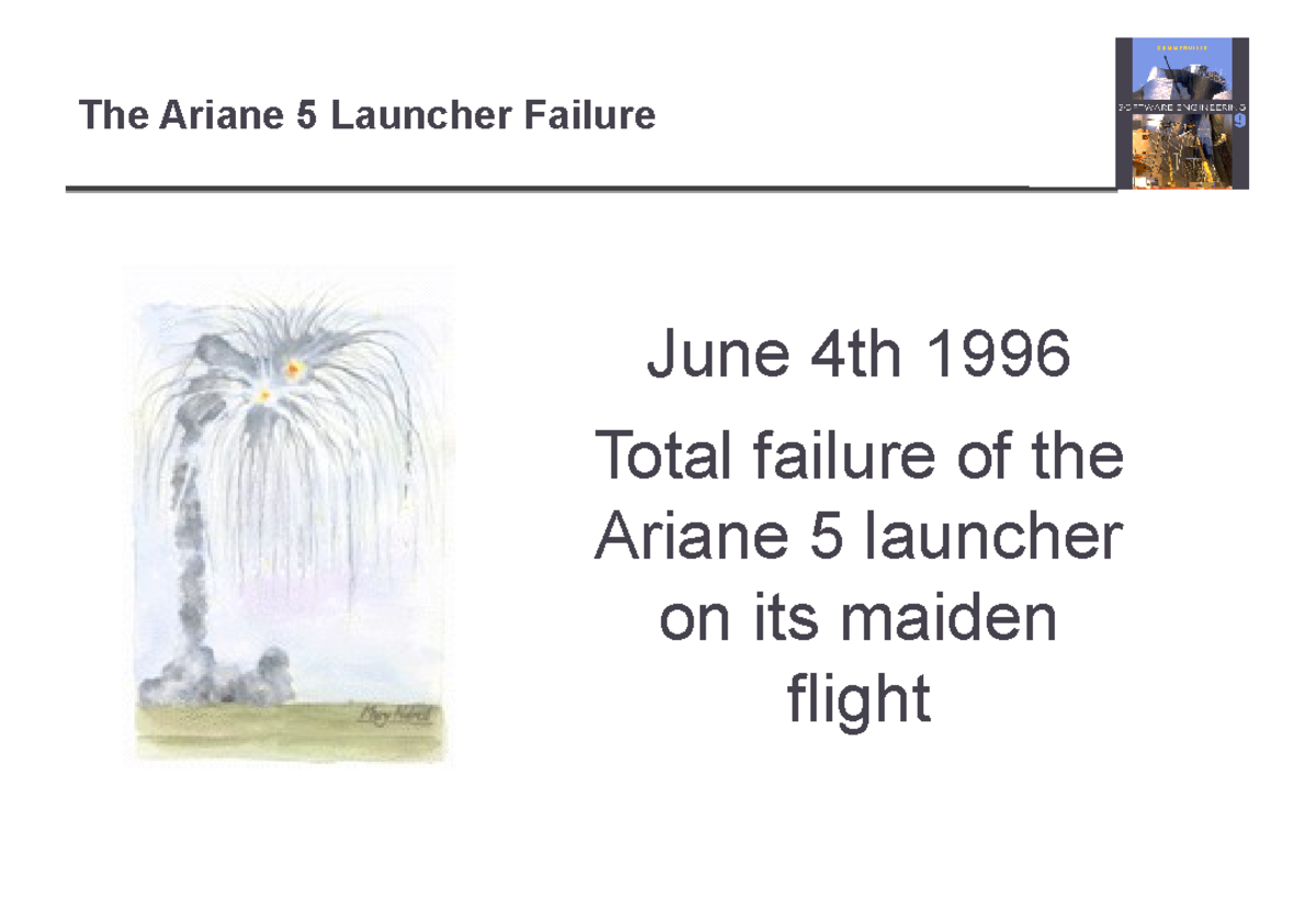 Ariane Failure - Case Study - The Ariane 5 Launcher Failure June 4th ...