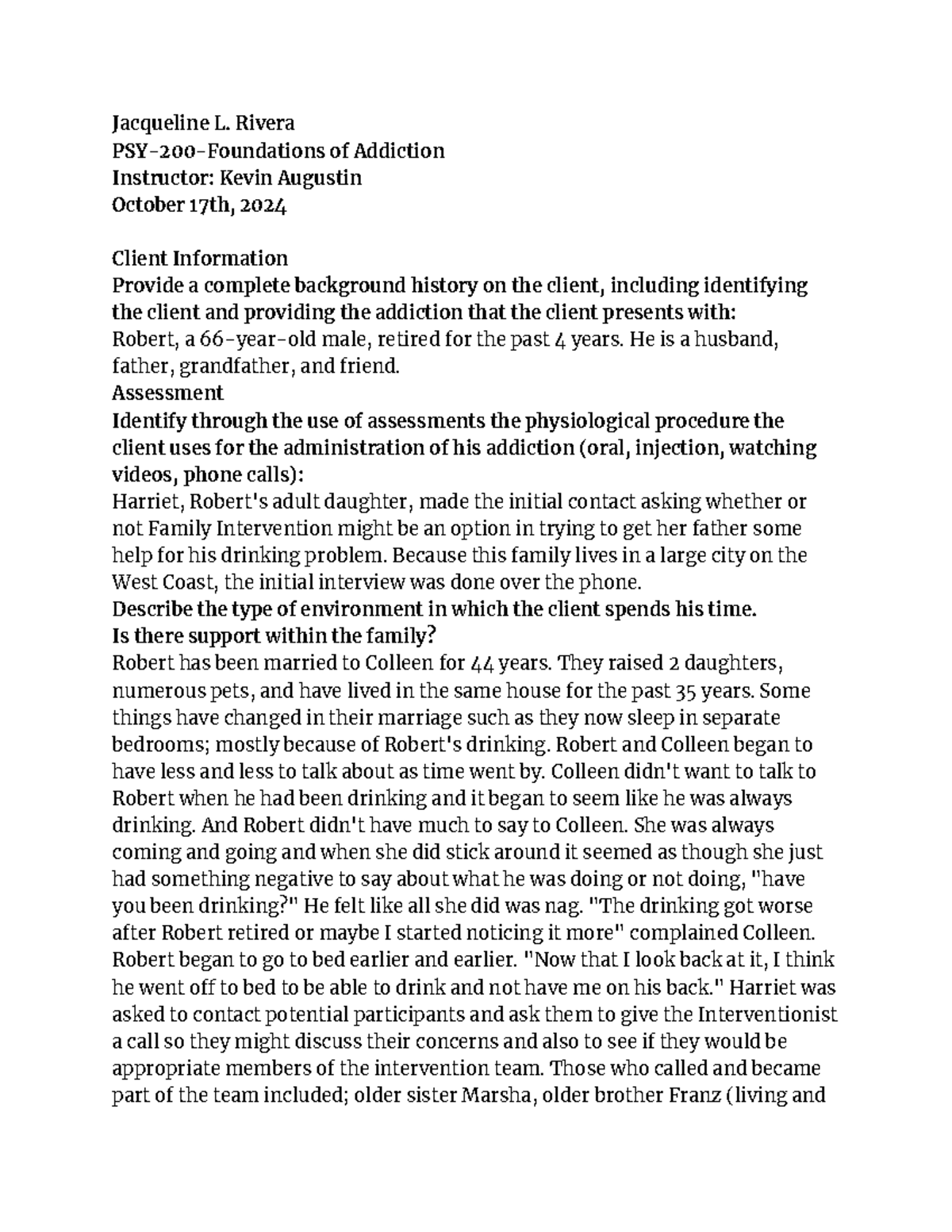 7-2 Case Study Final Paper - Jacqueline L. Rivera PSY-200-Foundations ...