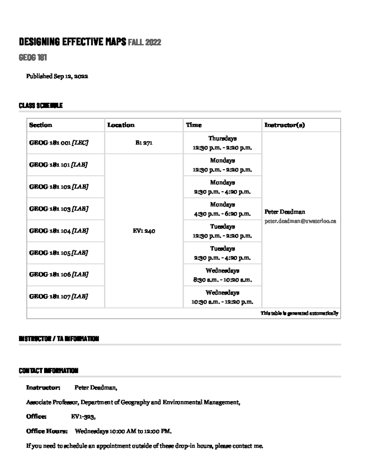 Geog 181 outline fall 2022 - !" !#!! - Studocu