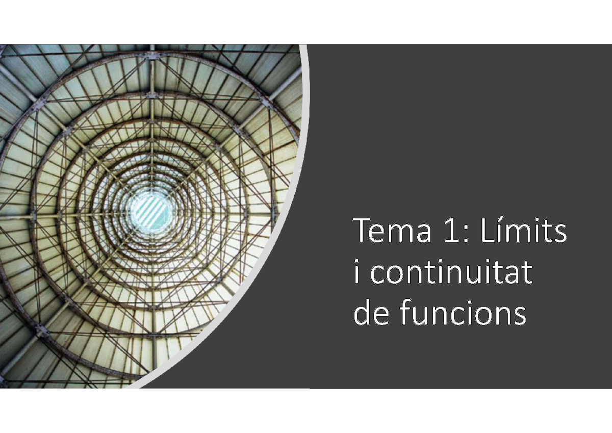 Apunts Tema 1 - .......... - INDEX 1 Límits a l’infinit i en un punt c 1 Operacions entre límits ...
