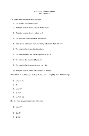 Daiz R BSStat 1A Set Theory Worksheet 2 - Studocu