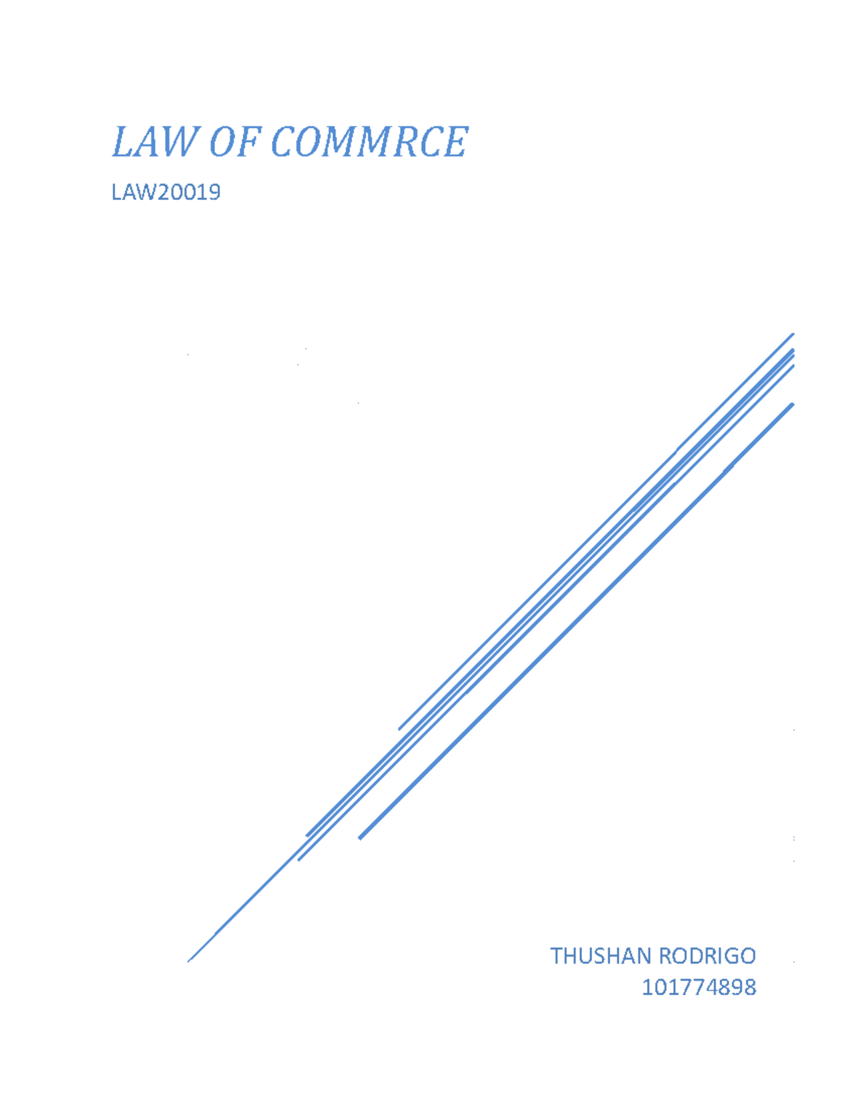 Law of commerce (1) - assignment - LAW OF COMMRCE LAW THUSHAN RODRIGO ...