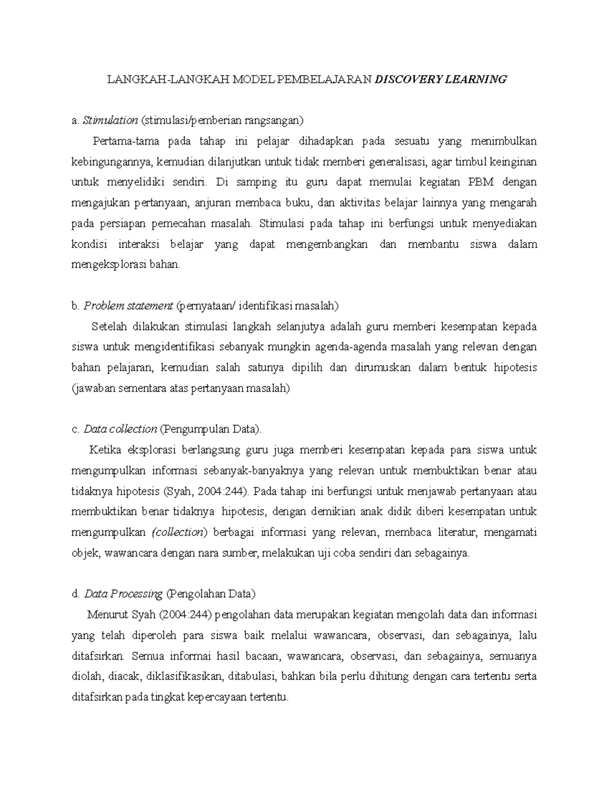 2. Discovery Learning - dsddsh - LANGKAH-LANGKAH MODEL PEMBELAJARAN ...