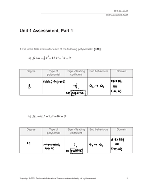 Marked-test-1 - OVS Unit 1 - Ontario Virtual ####### School MHF4U Test ...