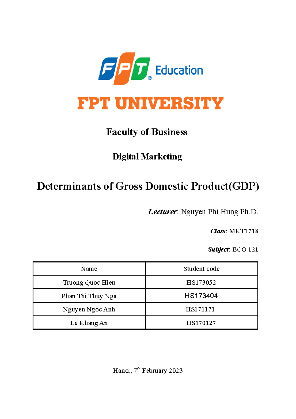Gross Domestic Product (GDP) - Faculty of Business Digital Marketing ...
