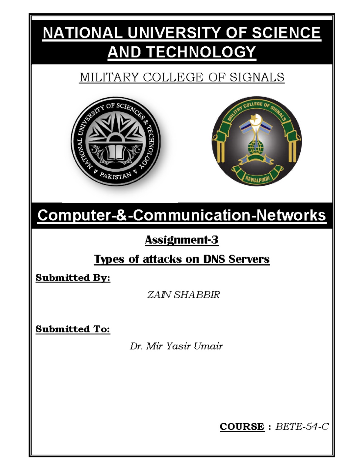 DNS-Attack - Assignment about Types of DNS Attacks - Advance Computer ...