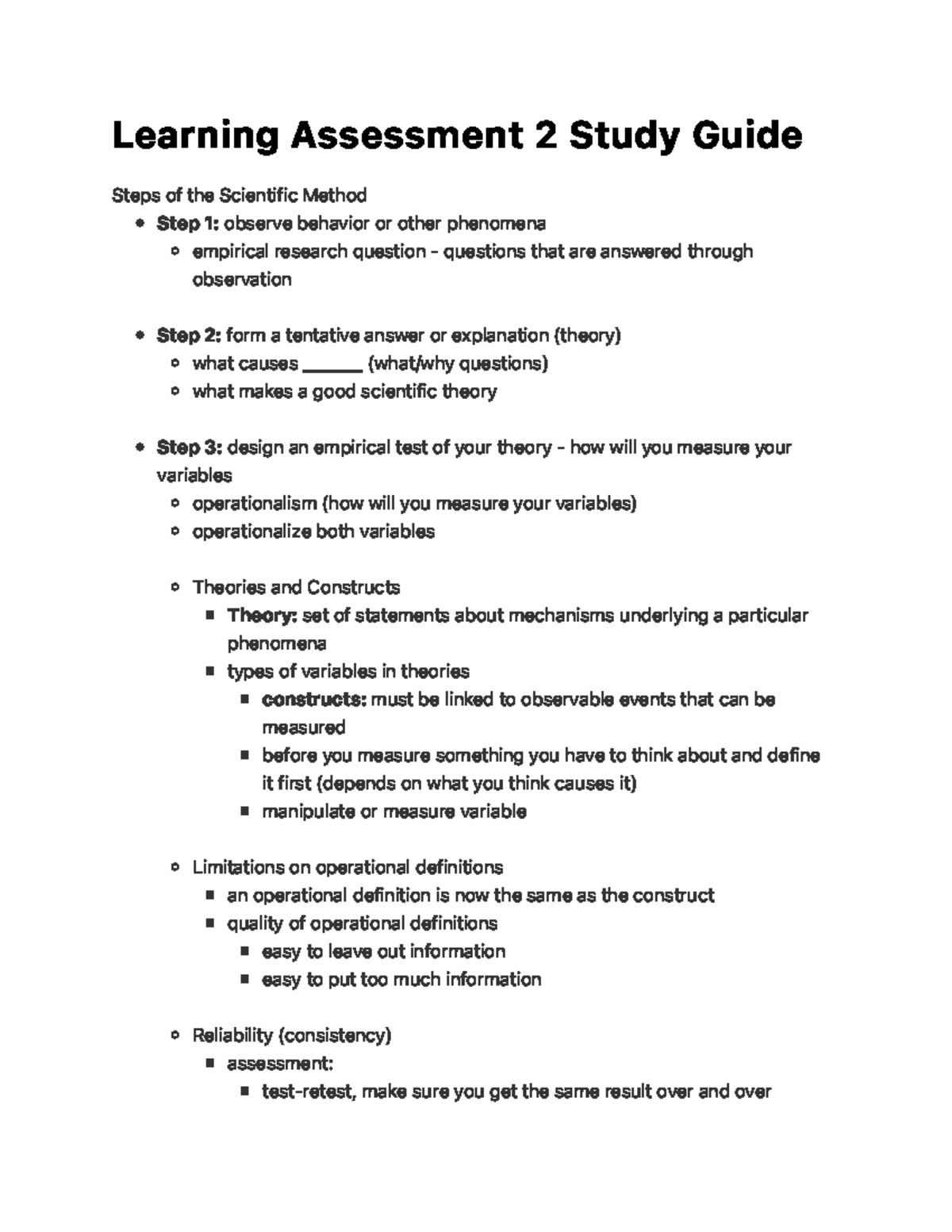 Learning Assessment 2 Study Guide - Le a r n i n g Ass e ss m e n t 2 S ...