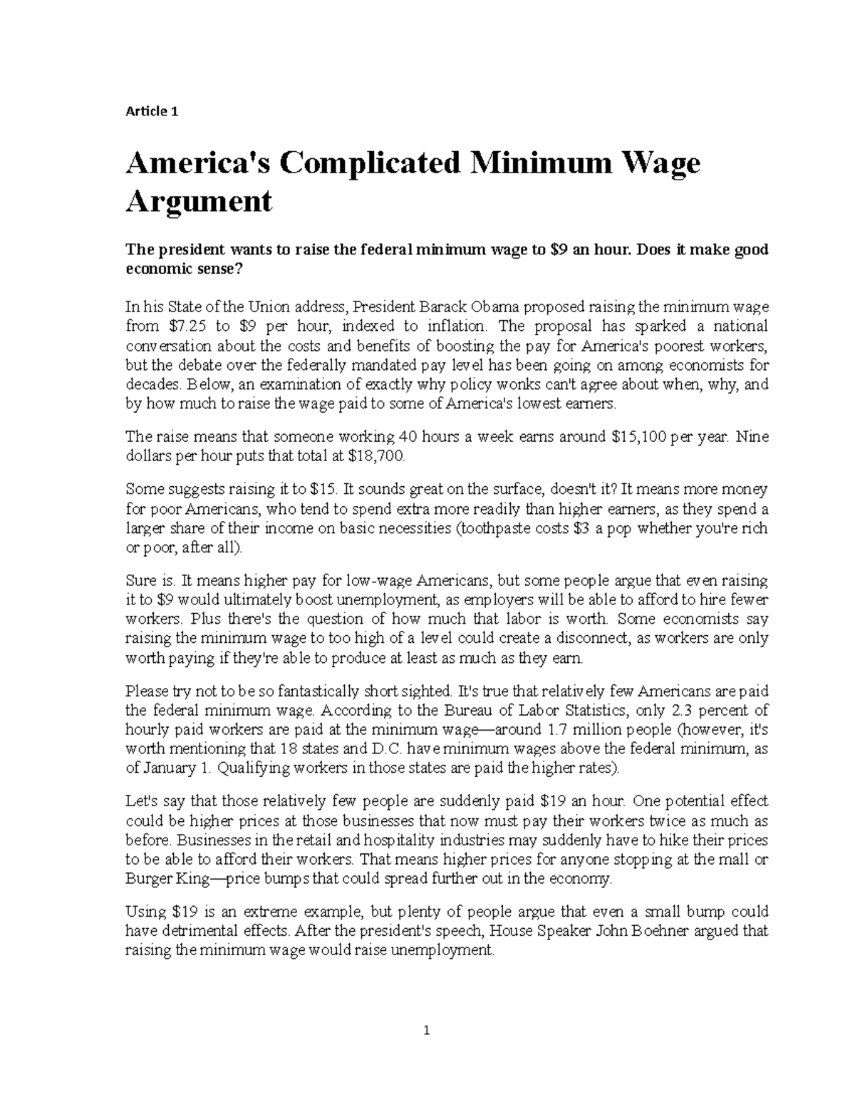 Argumentative articlesAssignment Assignment - Article 1 America's ...