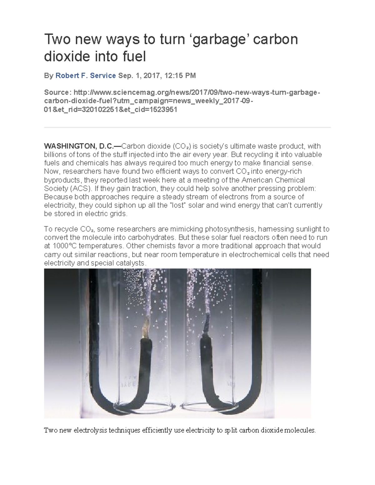 Two new ways to turn ‘garbage’ carbon dioxide into fuel - Service Sep ...