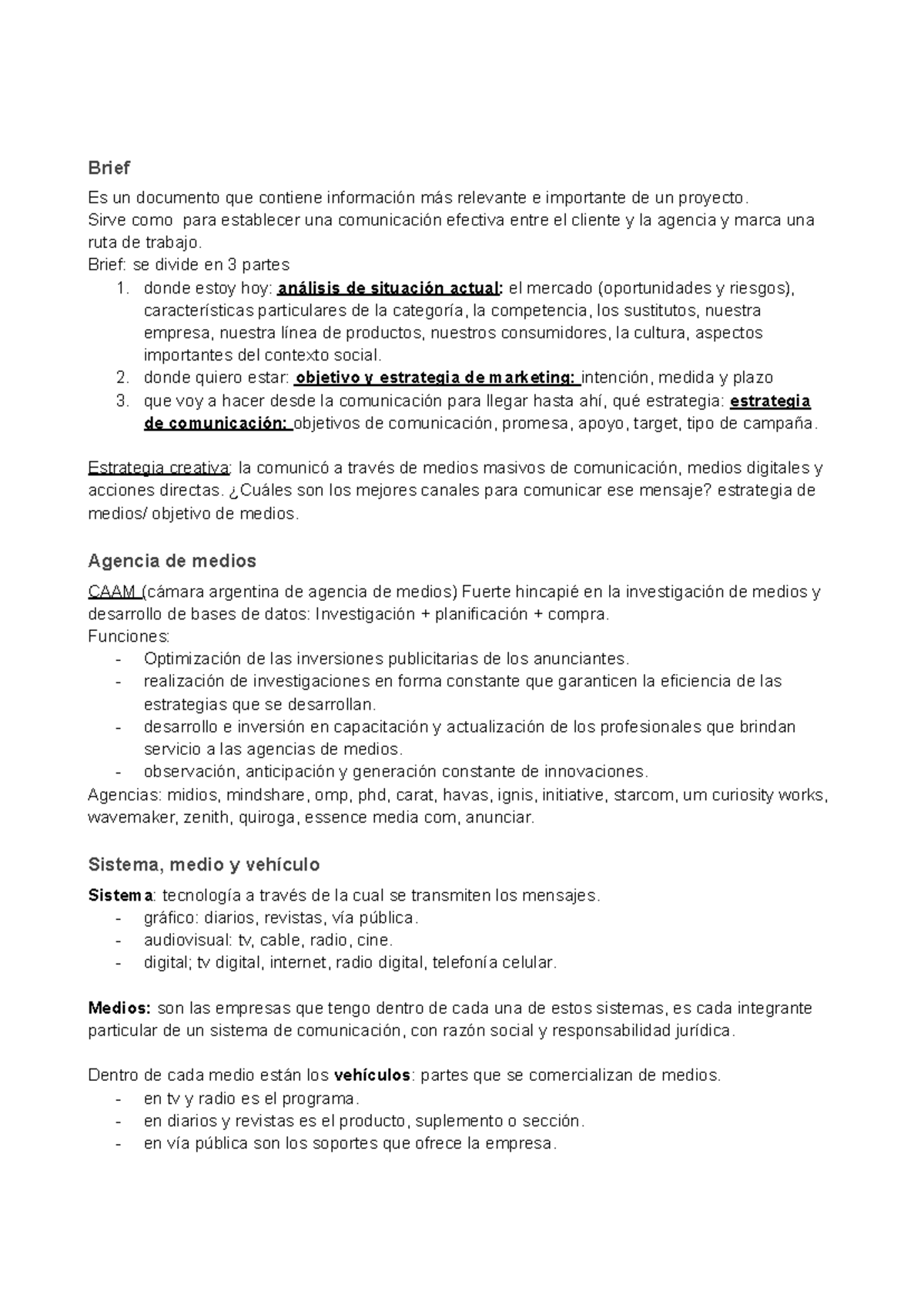 Final medios - Brief Es un documento que contiene información más ...