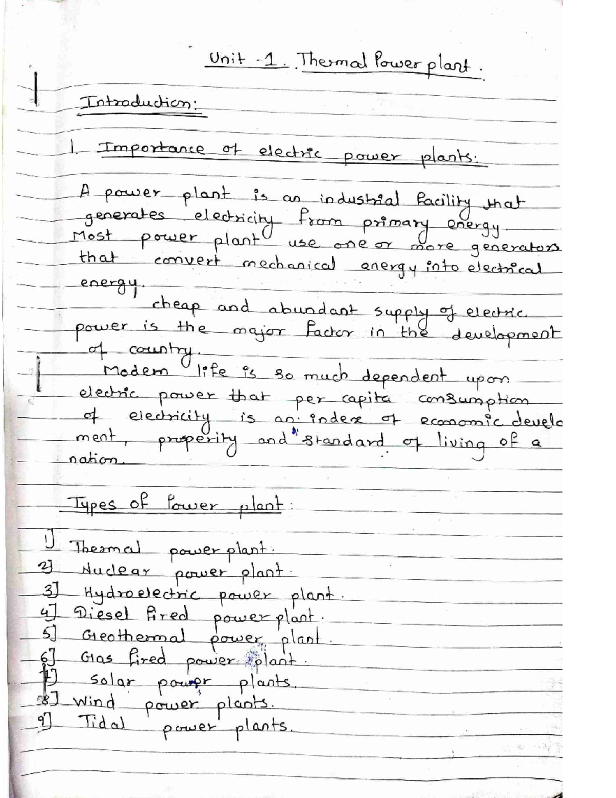 PGT U1,2 notes - Unit Thermal Power plant. Introduction: 1. Importance ...