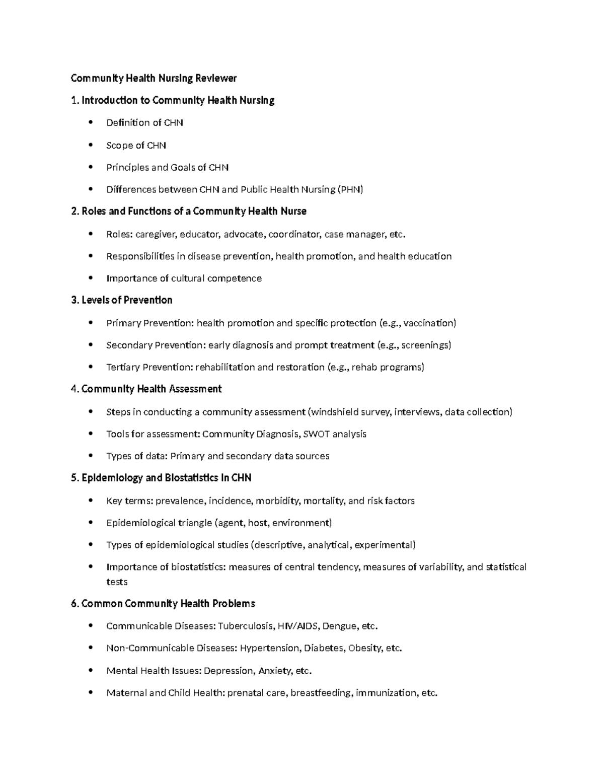 Community Health Nursing Reviewer - Introduction to Community Health ...