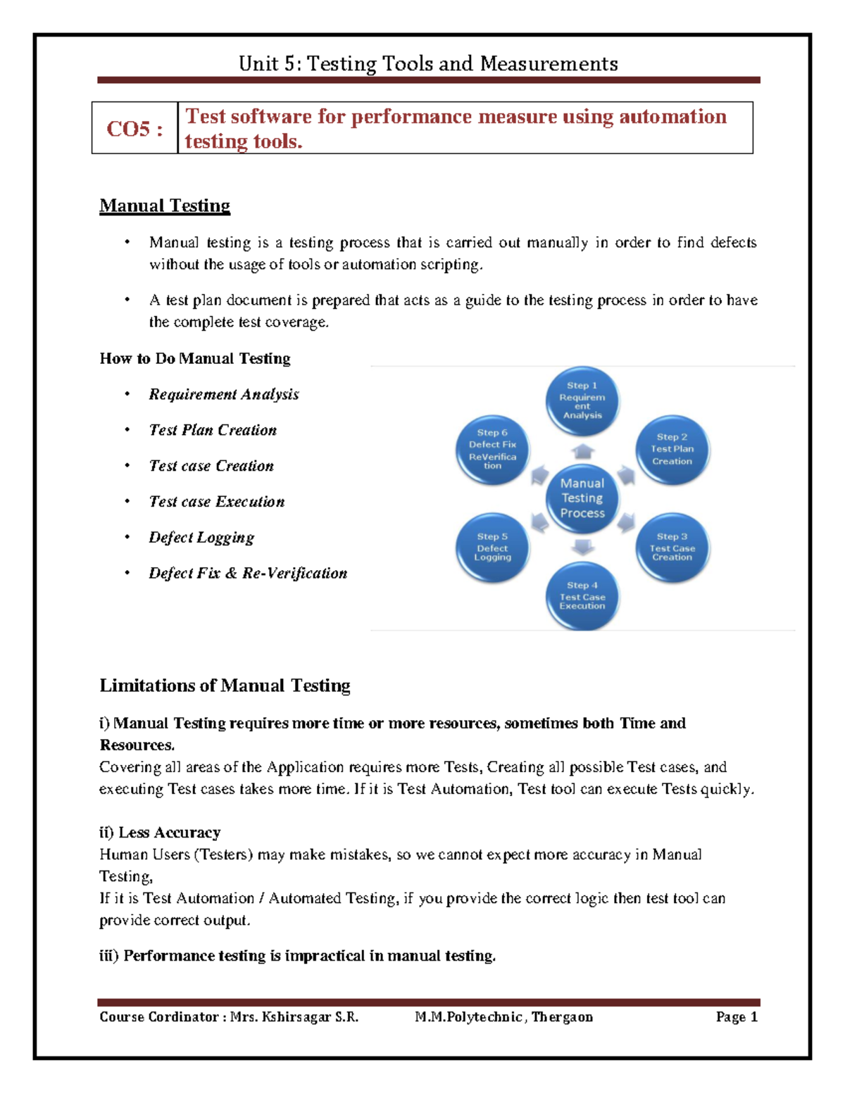 Chapter-5 - CO5 : Test software for performance measure using ...