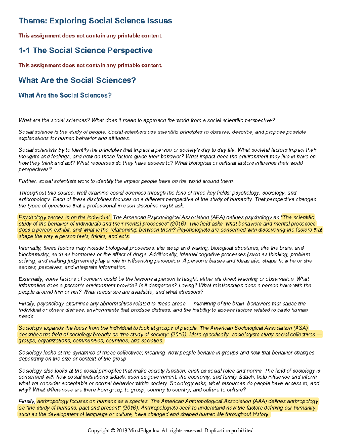 Theme Exploring Social Science Issues - 1-1 The Social Science ...