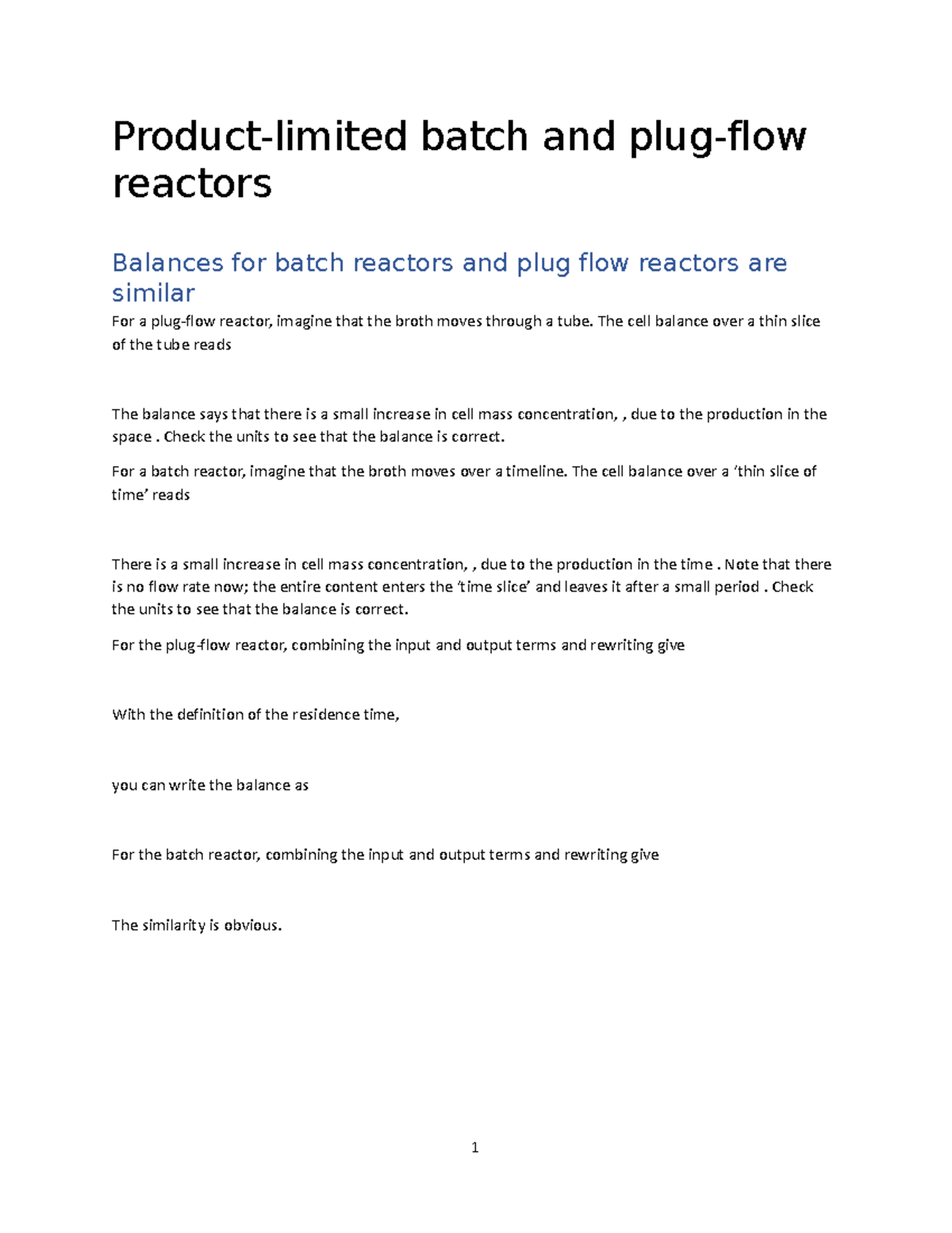 Product-limited batch and plug-flow reactors - Product-limited batch ...