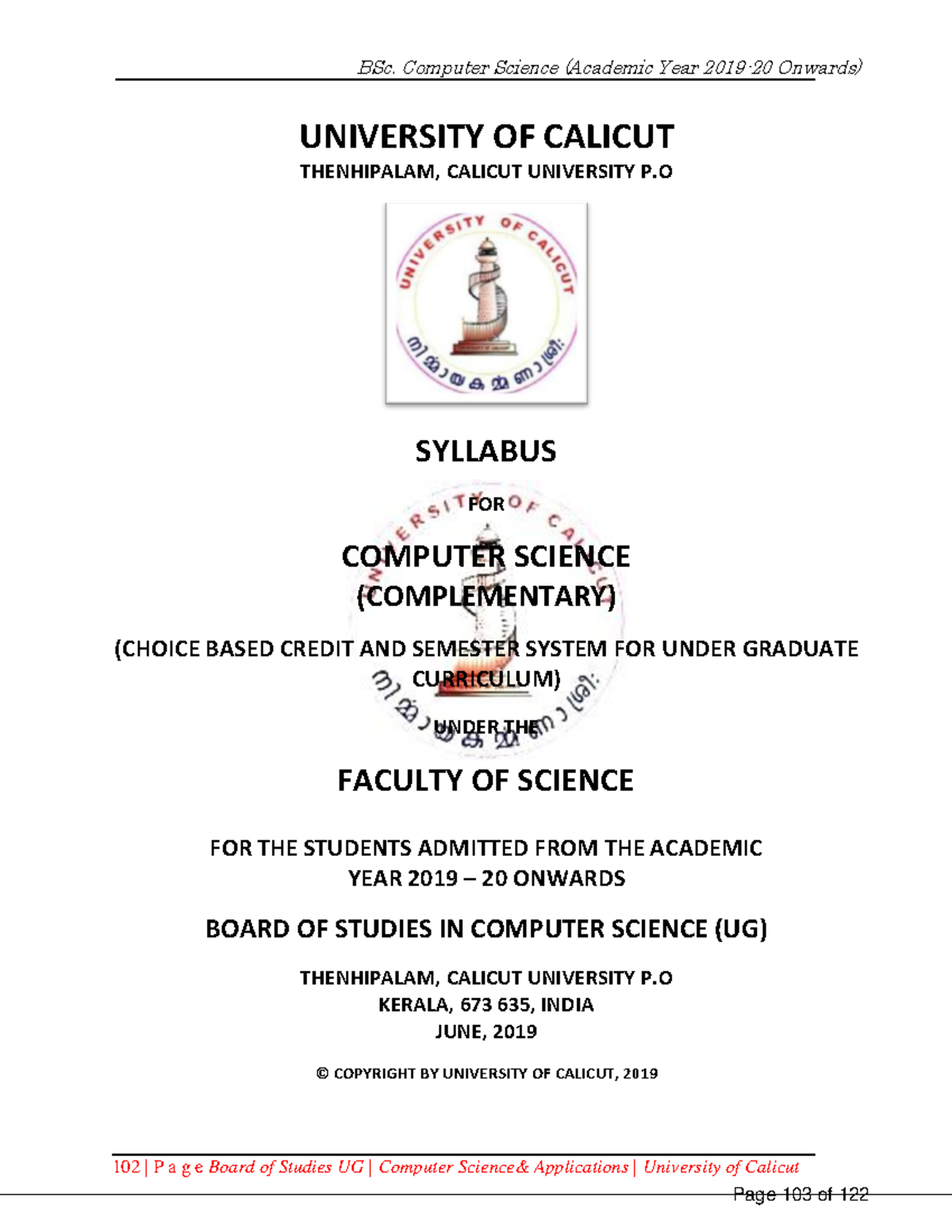 Syllabus - Notes - 102 | P a g e Board of Studies UG | Computer Science ...