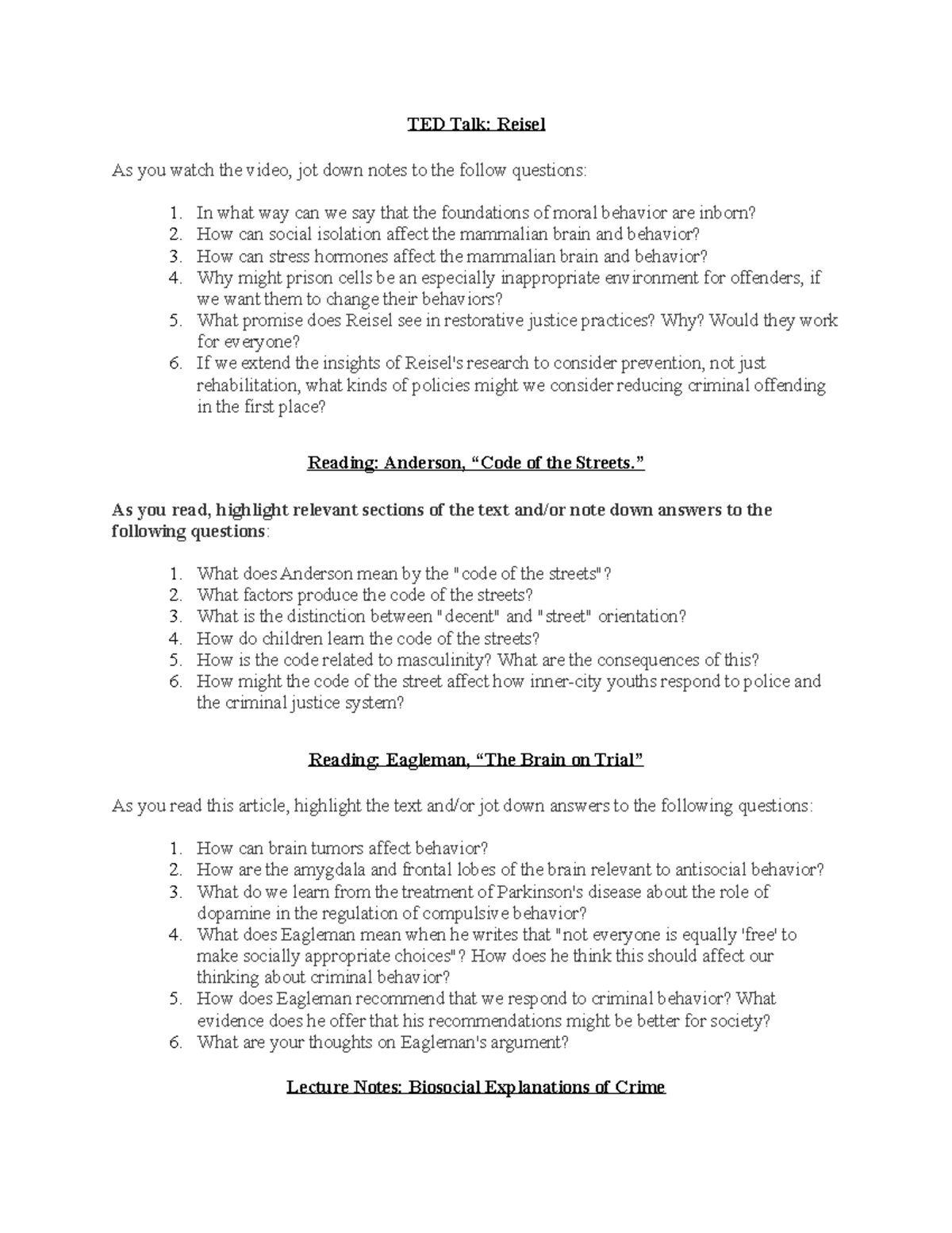 All Unit 3 Notes [ Before Questions ] - TED Talk: Reisel As you watch ...