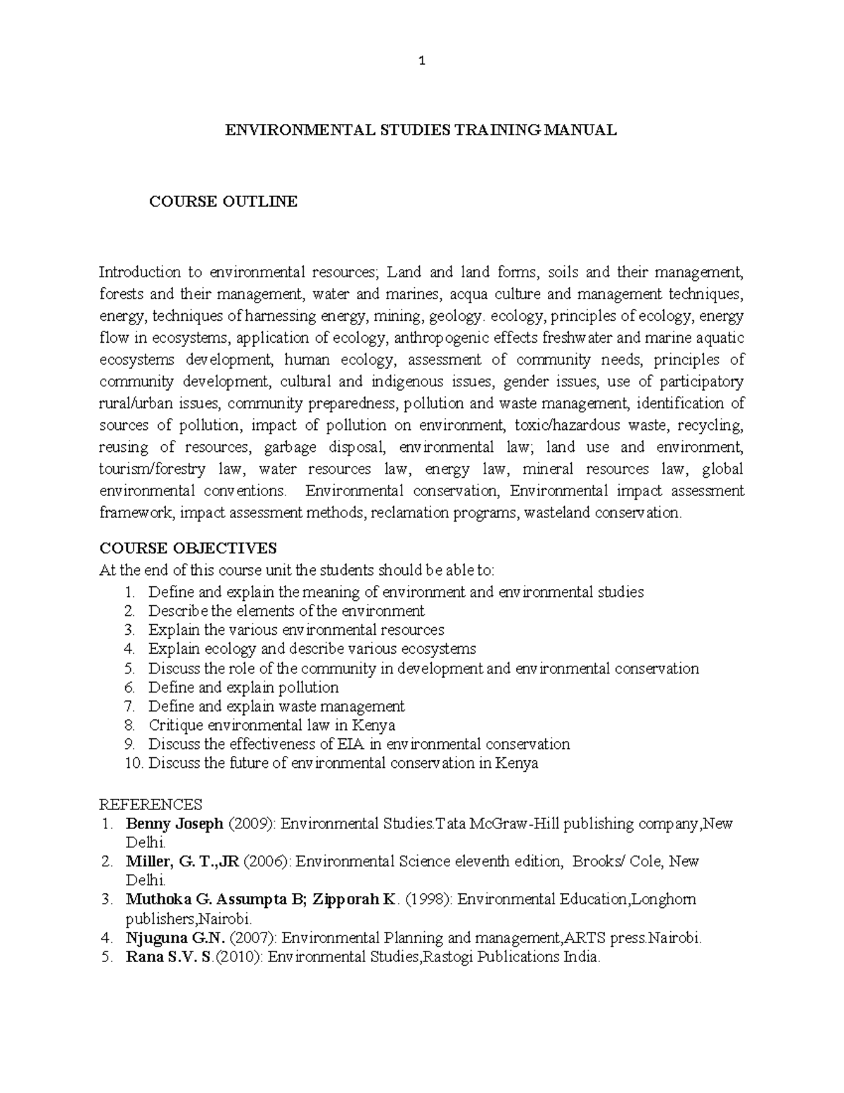 2024 Environmental Studies notes - ENVIRONMENTAL STUDIES TRAINING ...