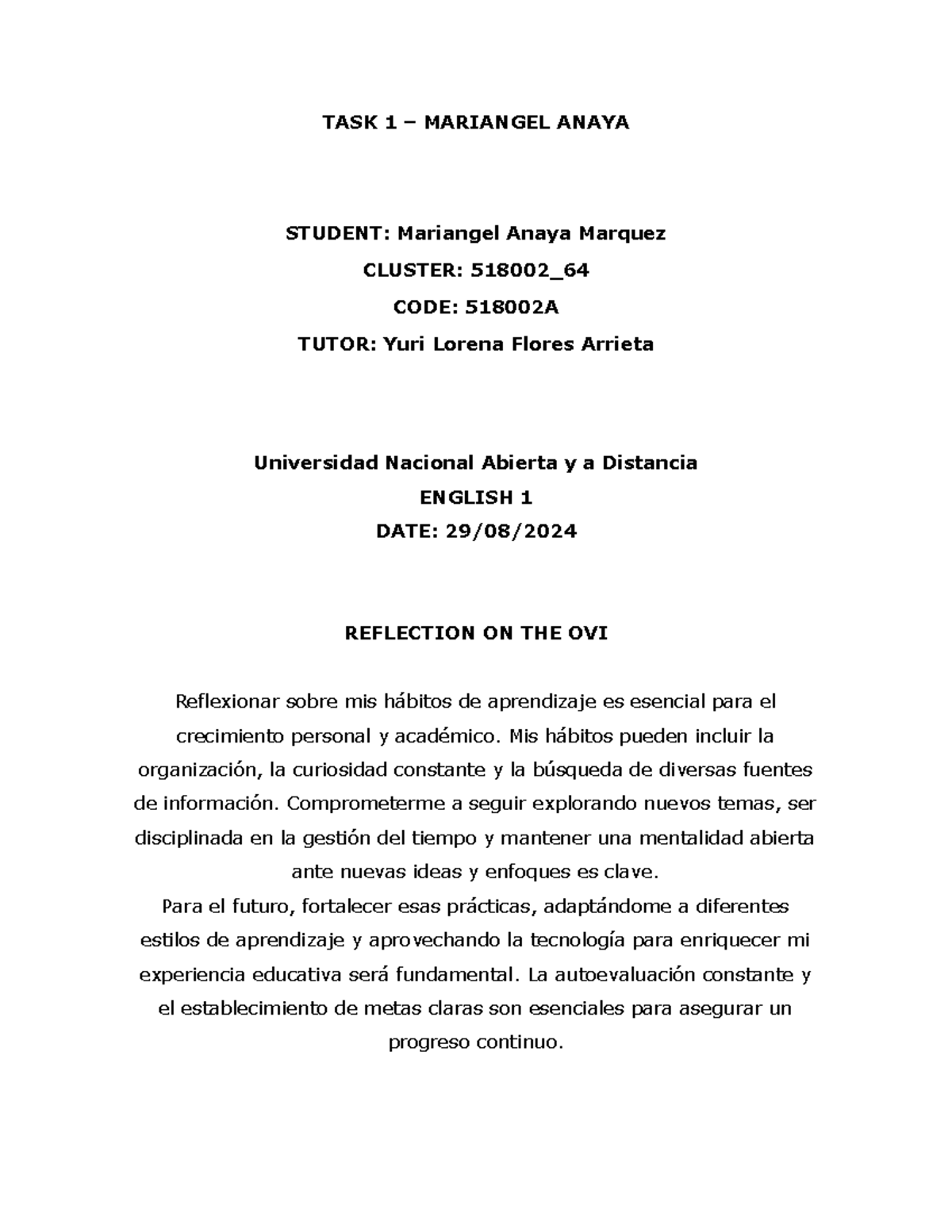 TASK 1 - Trabajos - TASK 1 – MARIANGEL ANAYA STUDENT: Mariangel Anaya ...