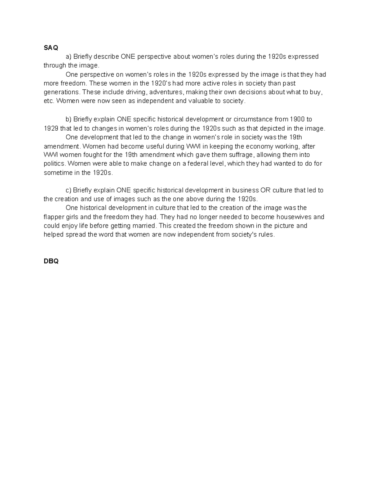 SAQ LEQ DBQ Module 7 - asdasdew - SAQ a) Briefly describe ONE ...