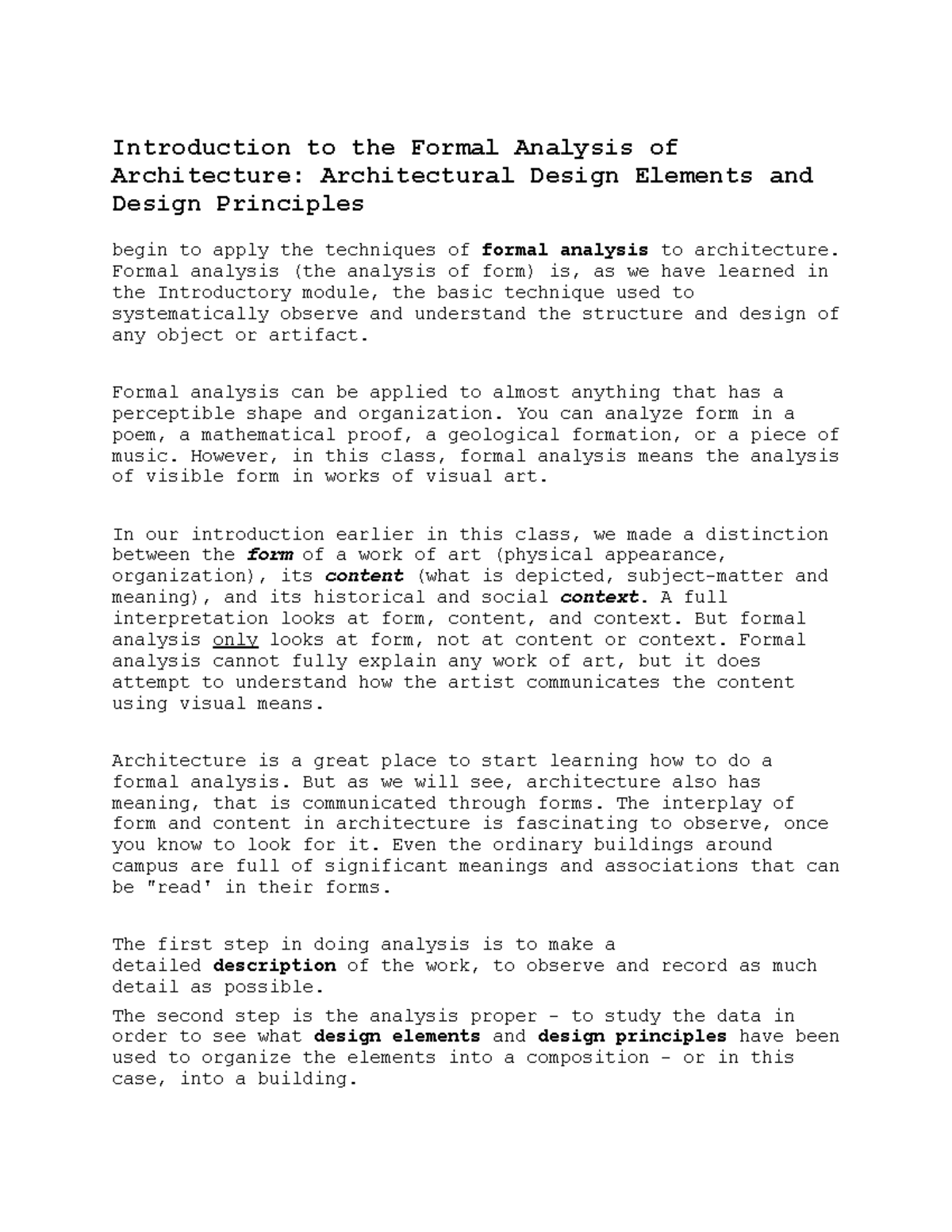 Architectural Design Elements - Formal analysis (the analysis of form ...