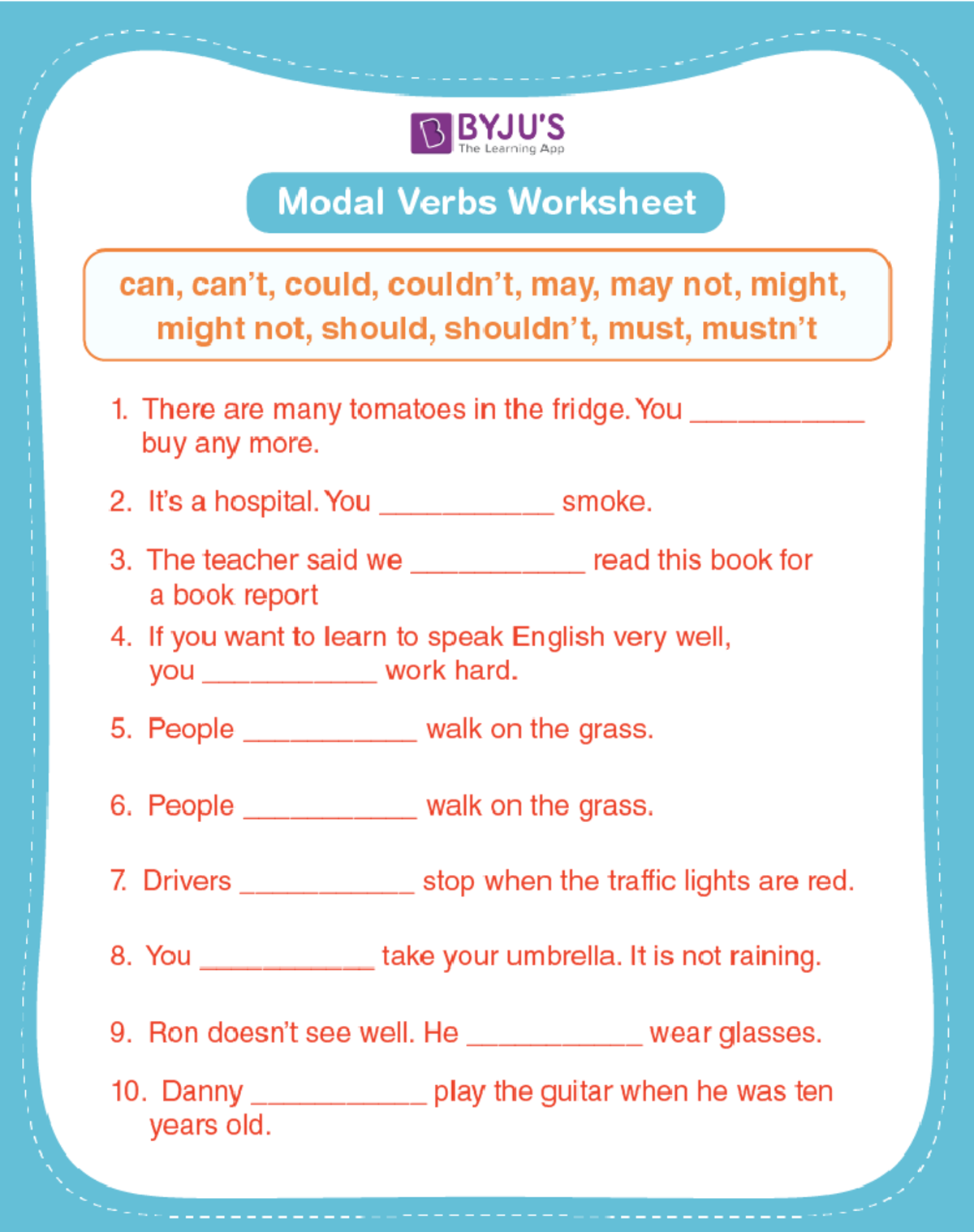 Modal Verbs Worksheet 02 - There are many tomatoes in the fridge. You ...