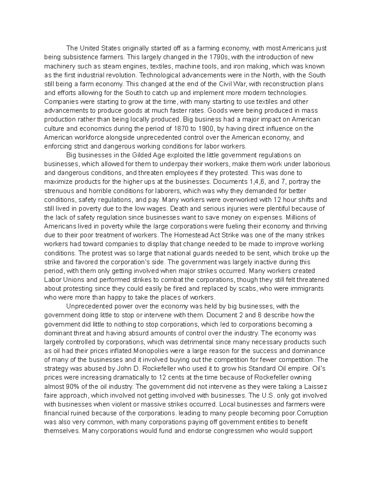 Unit 6 DBQ - DBQ based on the 1800s - The United States originally ...