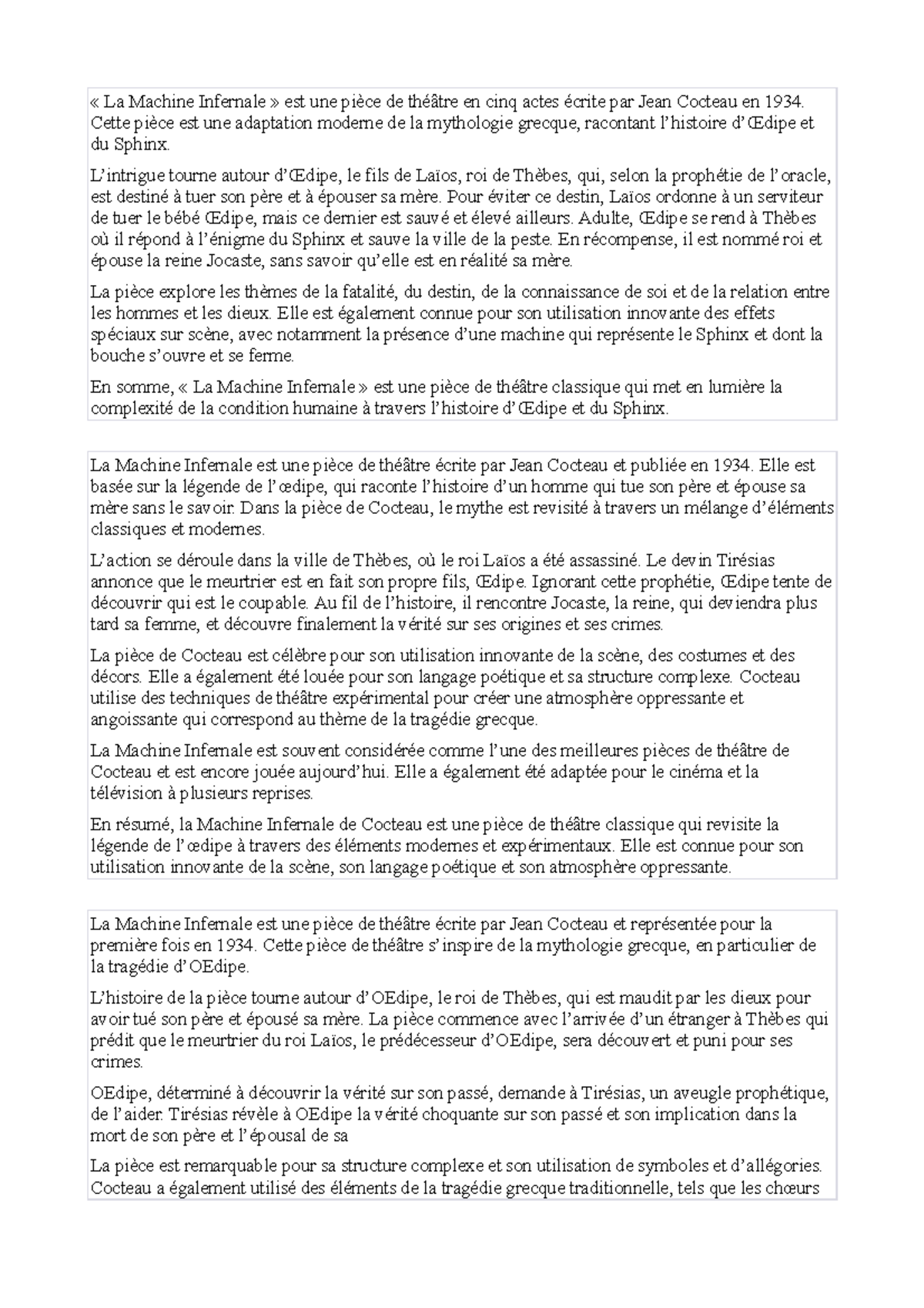 Présentation de l'oeuvre la machine infernale - « La Machine Infernale ...