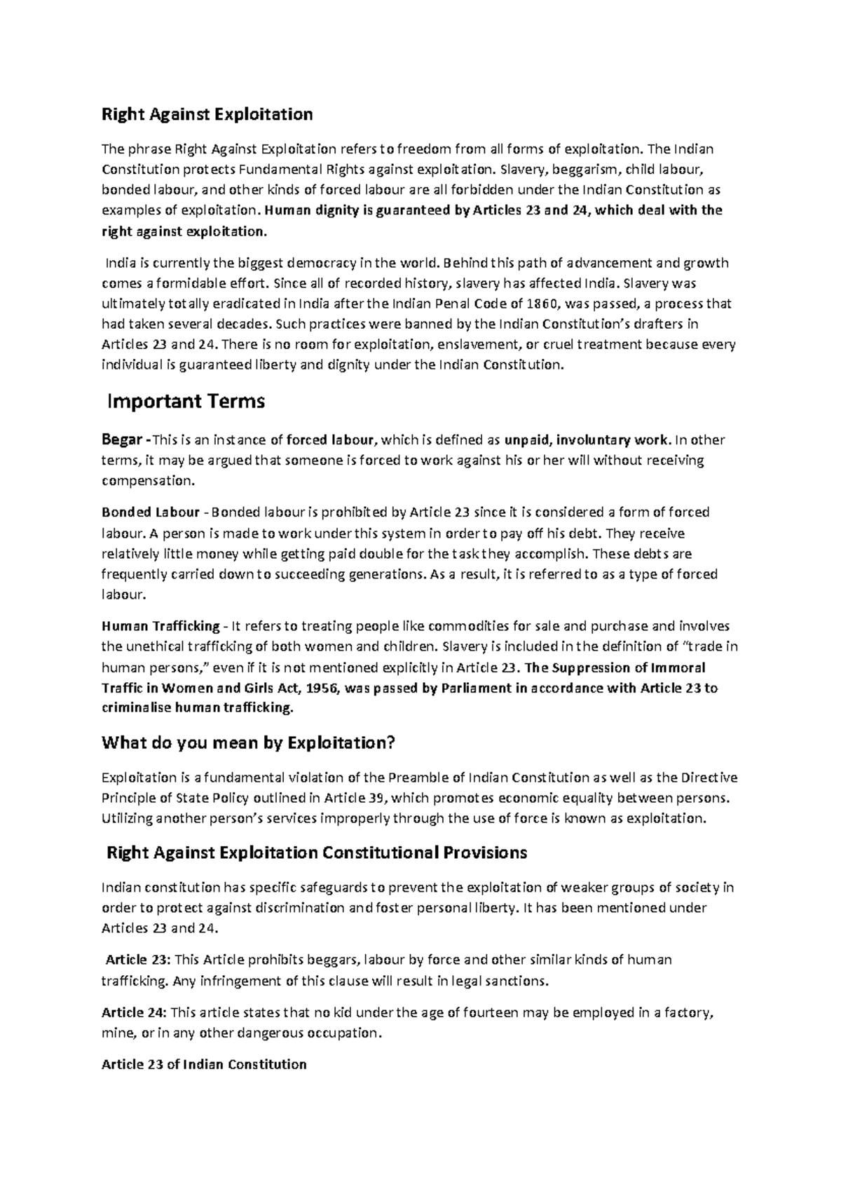 Right Against Exploitation - The Indian Constitution protects ...