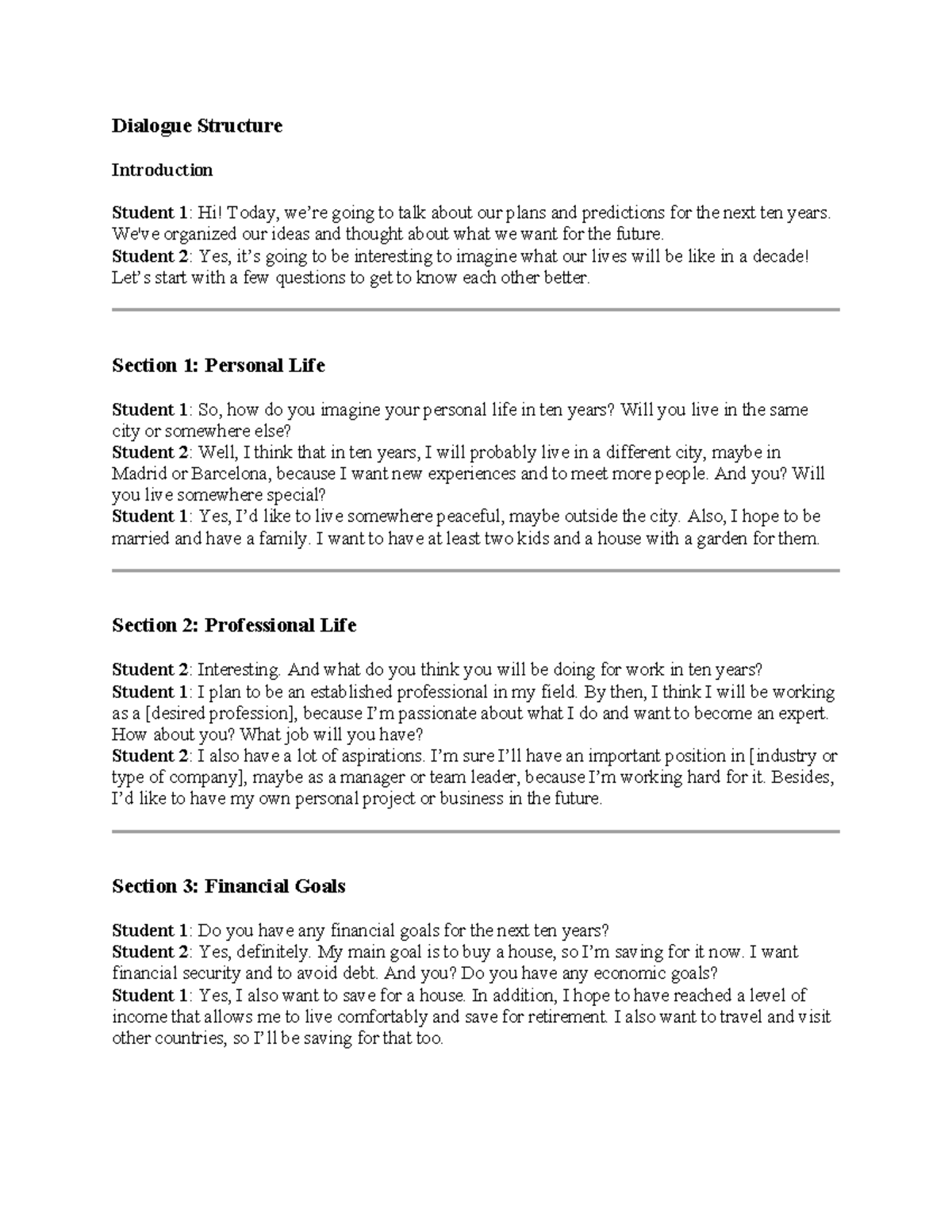 Tarea Académica 3 - .... - Dialogue Structure Introduction Student 1 ...