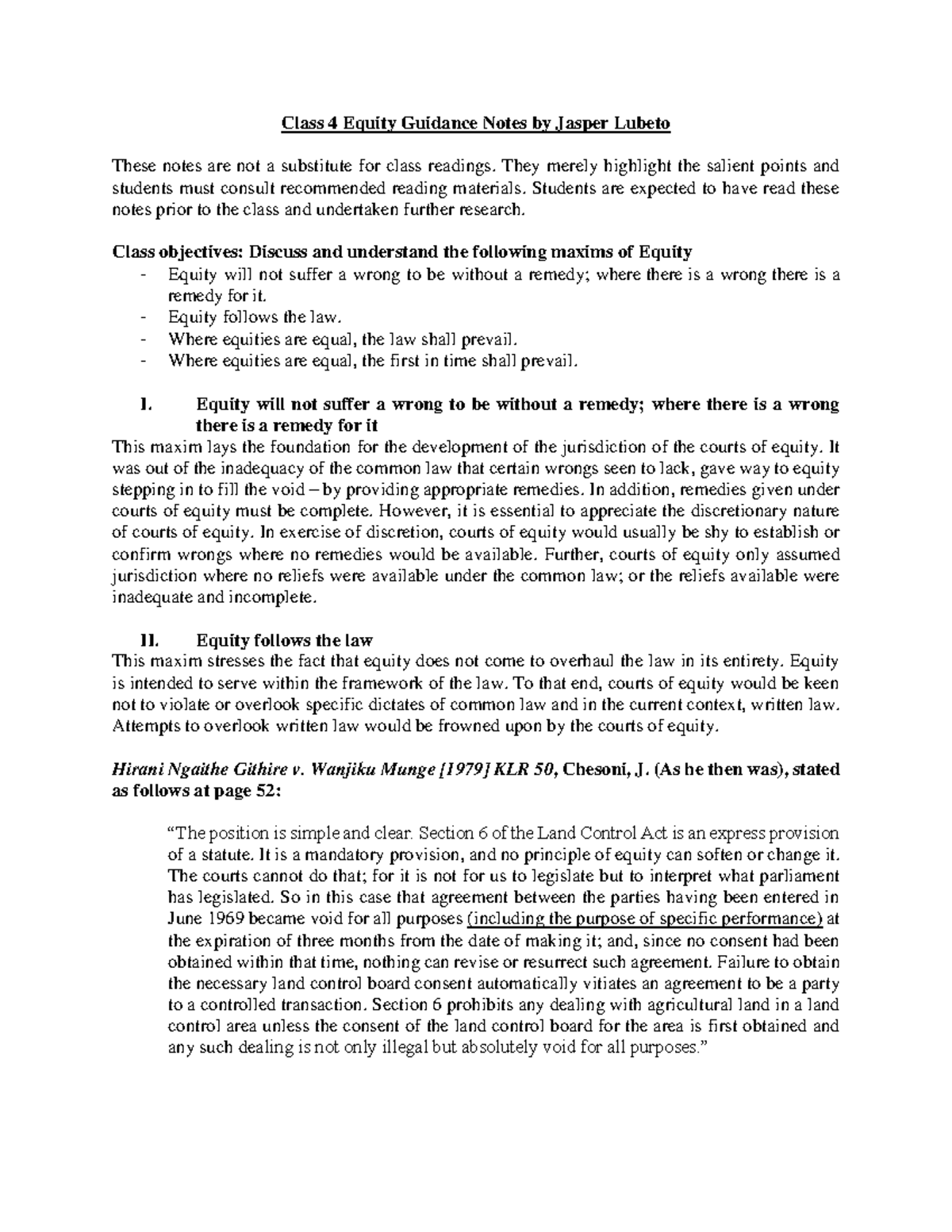 Class 4 Equity Notes by Jasper Lubeto - Class 4 Equity Guidance Notes ...