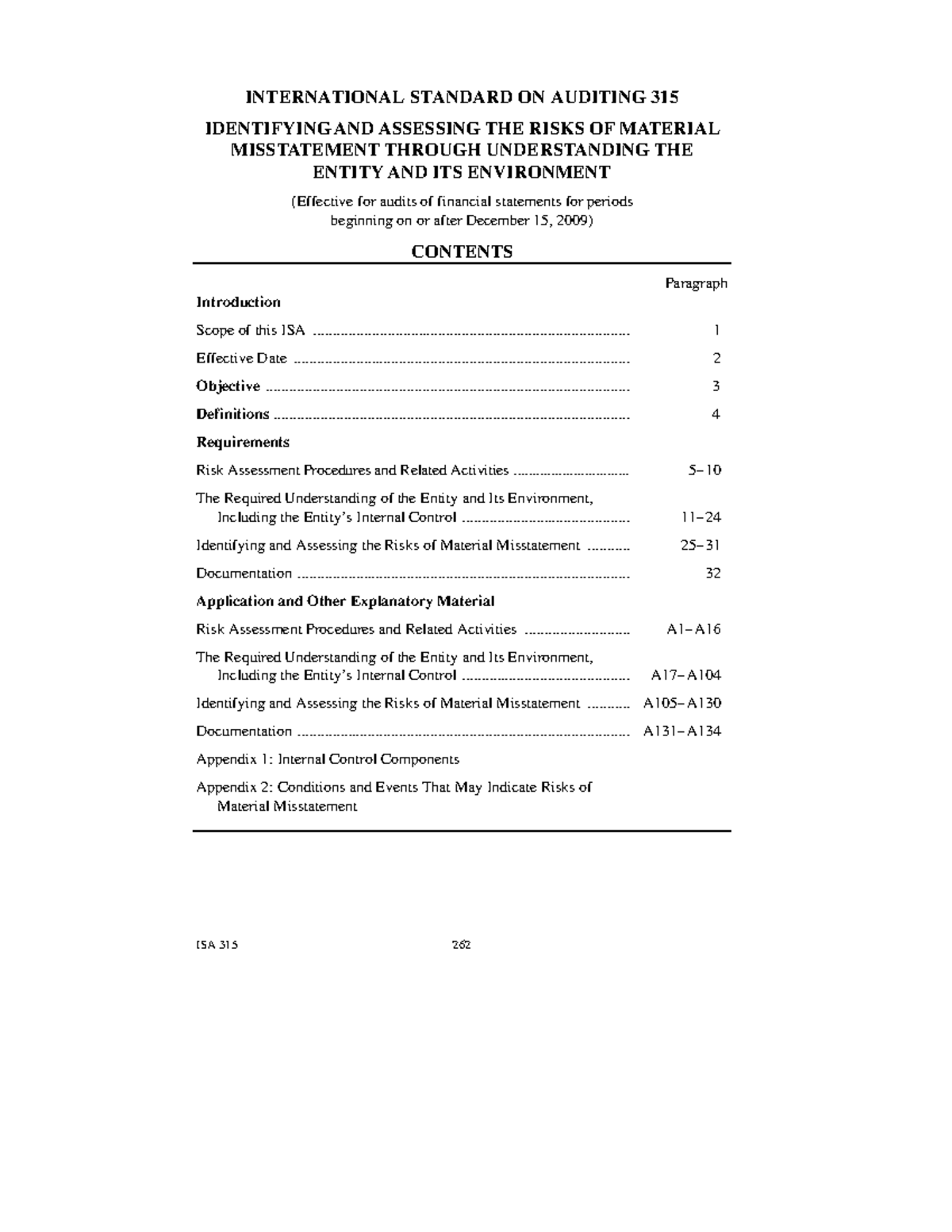 A017 2010 iaasb handbook isa 315 - INTERNATIONAL STANDARD ON AUDITING ...