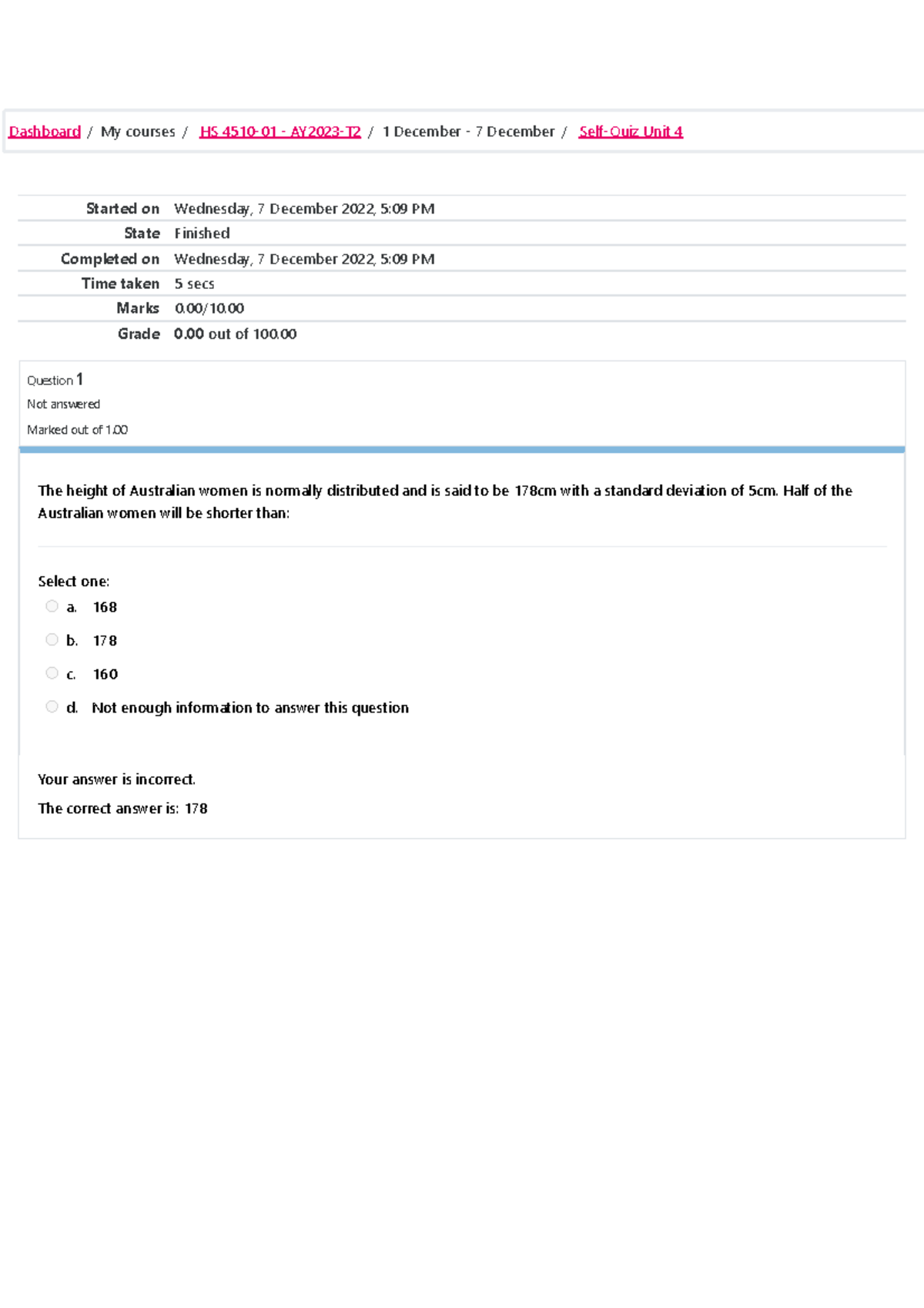 Self-Quiz Unit 4 Attempt review 1 - Started on Wednesday, 7 December 2022, 5:09 PM State ...