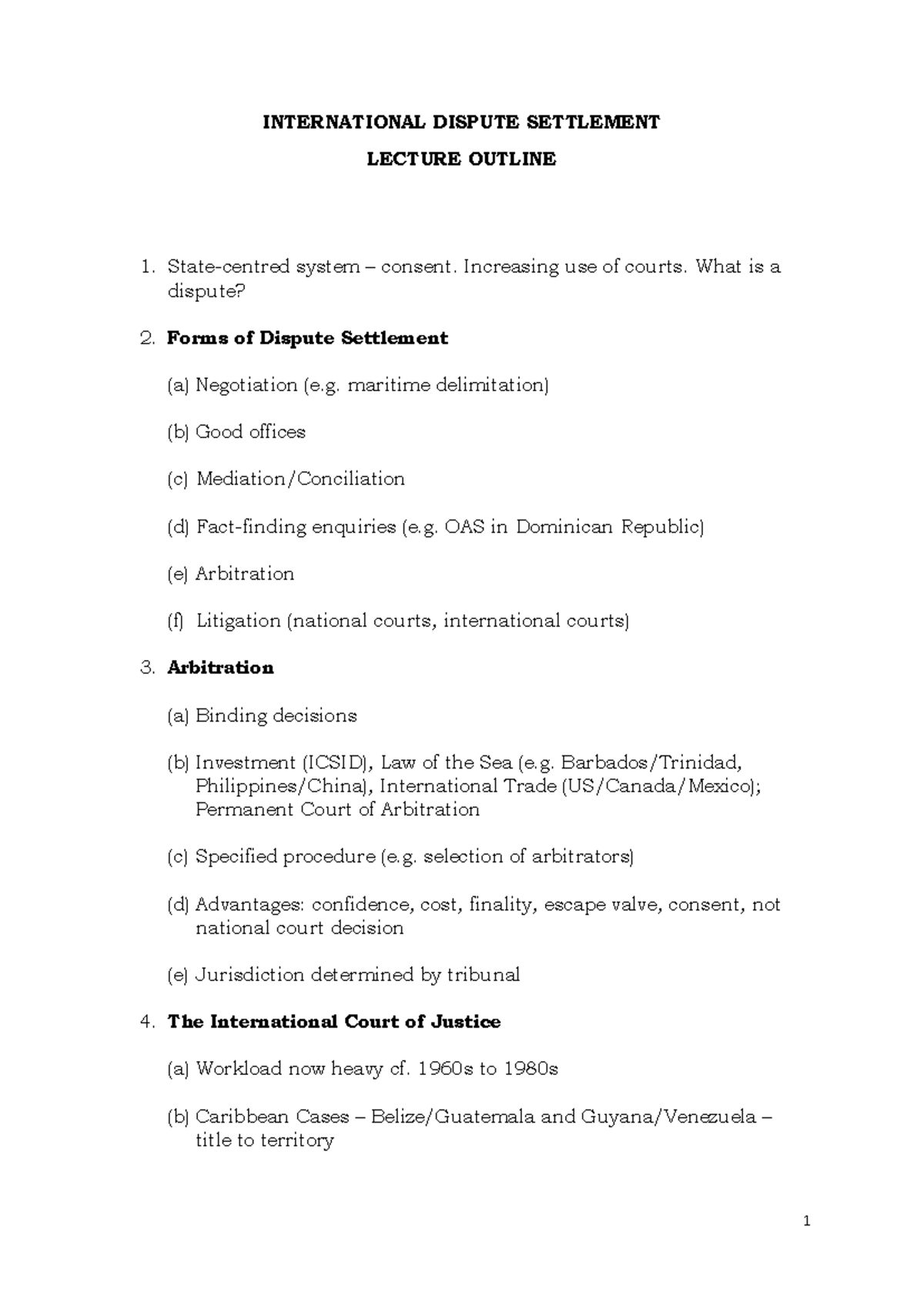 ICJ Notes b2c8e06146 e8159898073 b68a67a5a60 - 1 INTERNATIONAL DISPUTE ...