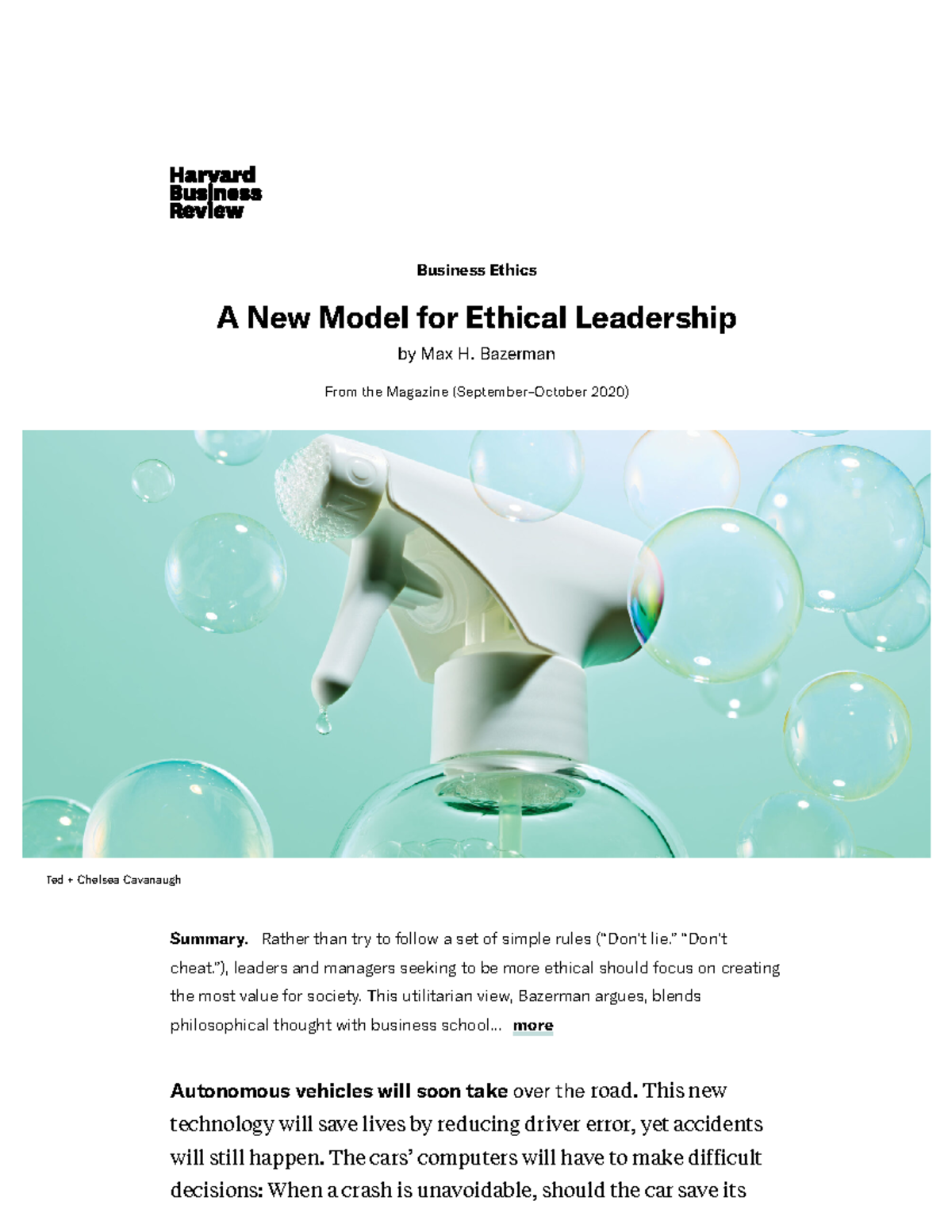 A New Model for Ethical Leadership - Summary. Business Ethics A New ...
